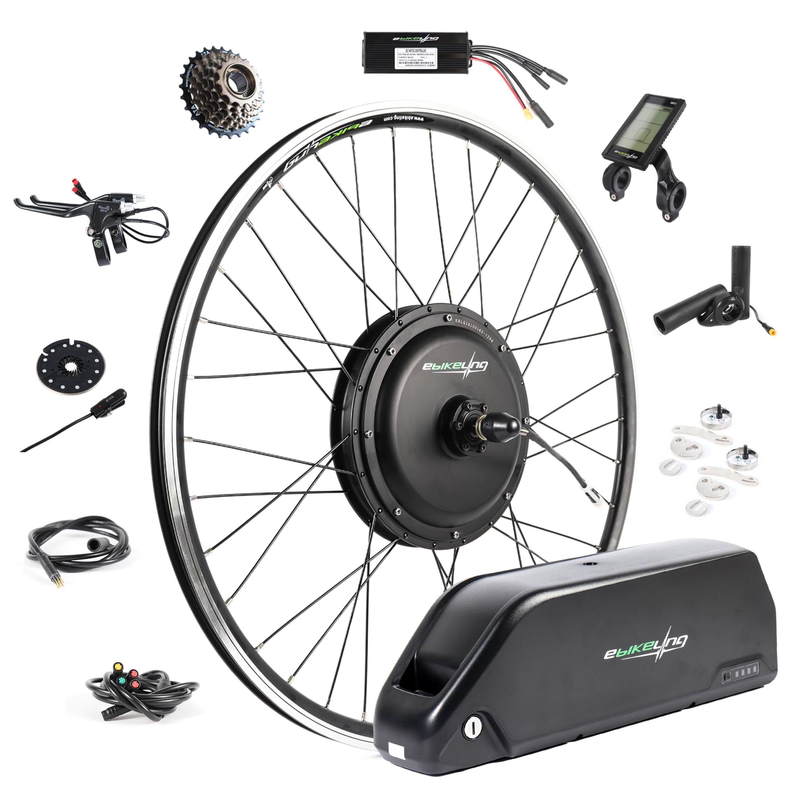 EBIKELING Waterproof Ebike Conversion Kit with Battery 26" Direct Drive ...