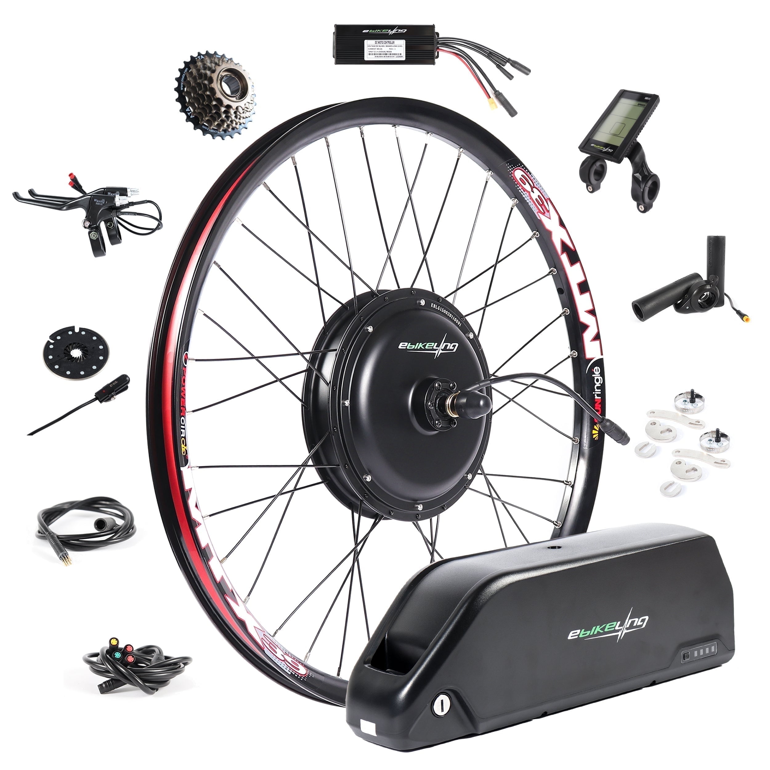 EBIKELING Waterproof Ebike Conversion Kit with Battery 26" Direct Drive ...