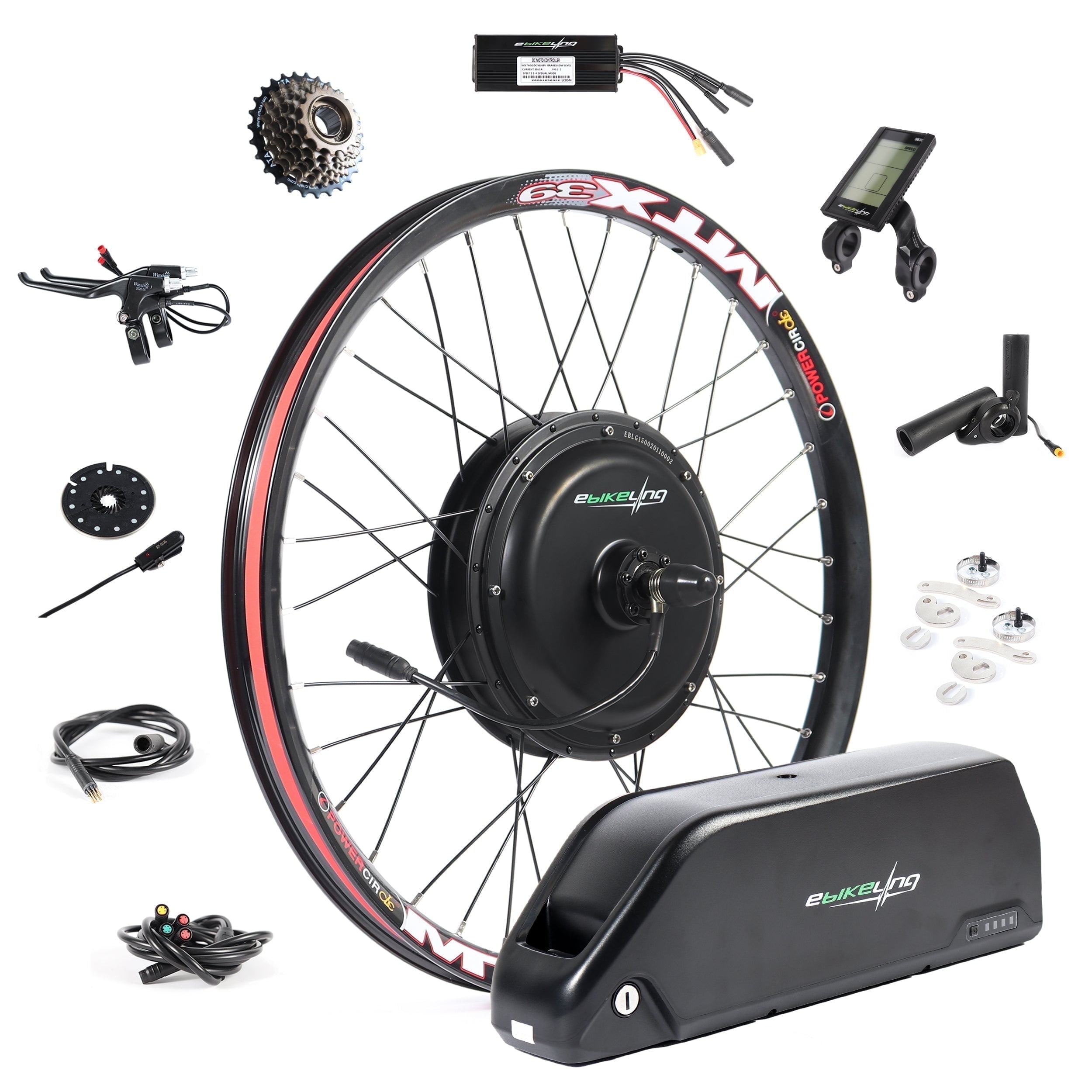 EBIKELING Waterproof Ebike Conversion Kit with Battery 26" Direct Drive ...