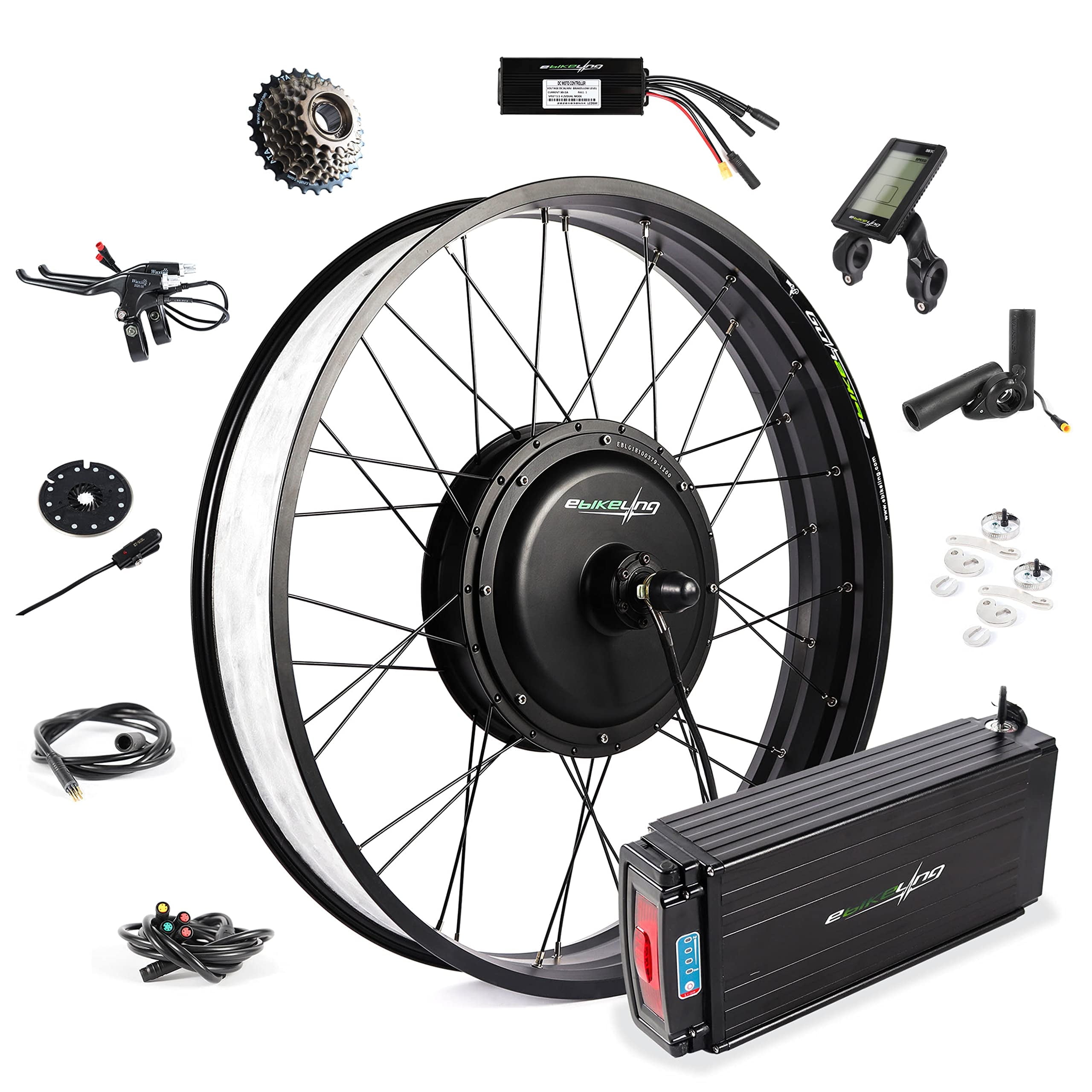 EBIKELING Waterproof Ebike Conversion Kit with Battery 26" Fat Tire ...