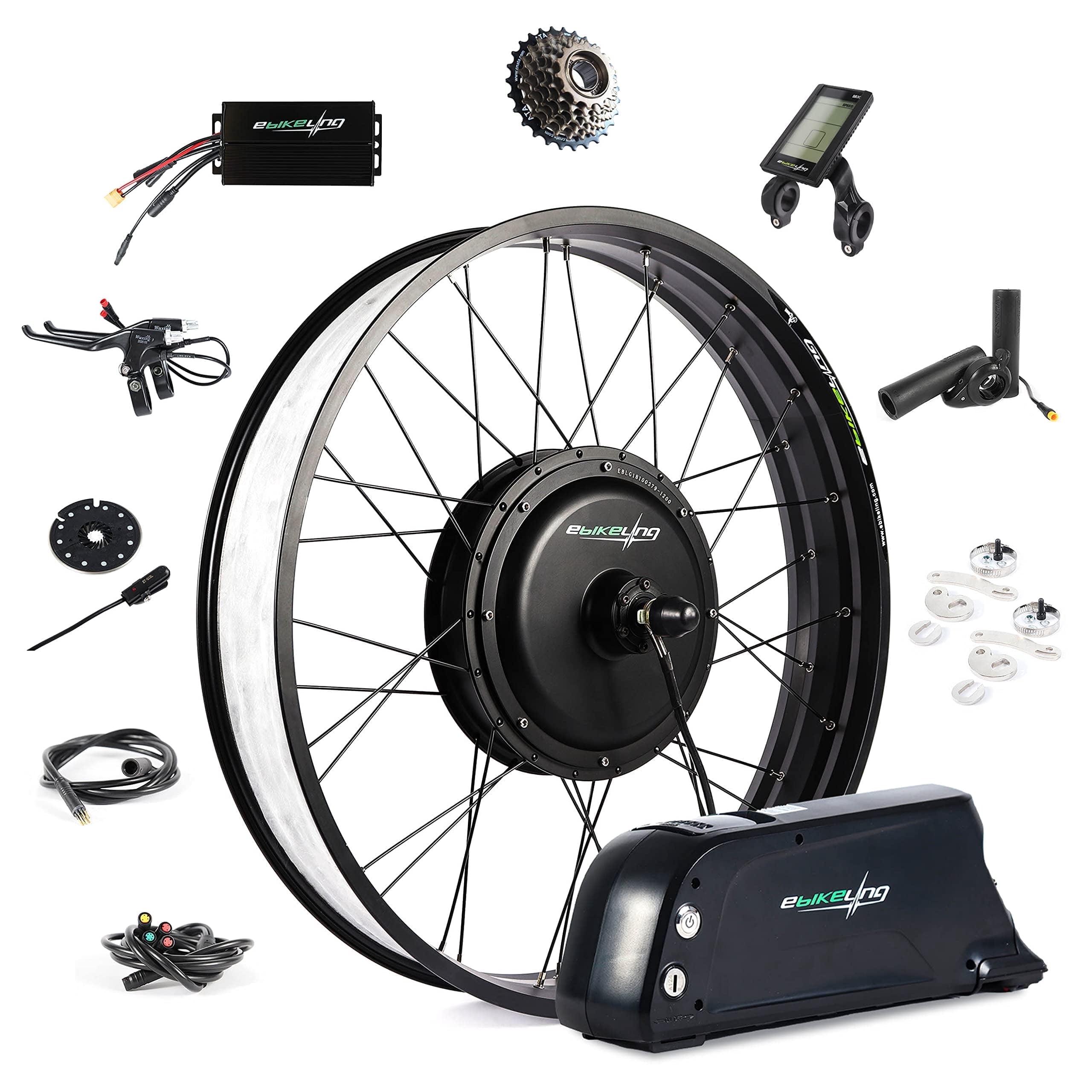 EBIKELING Waterproof Ebike Conversion Kit with Battery 26" Fat Tire ...