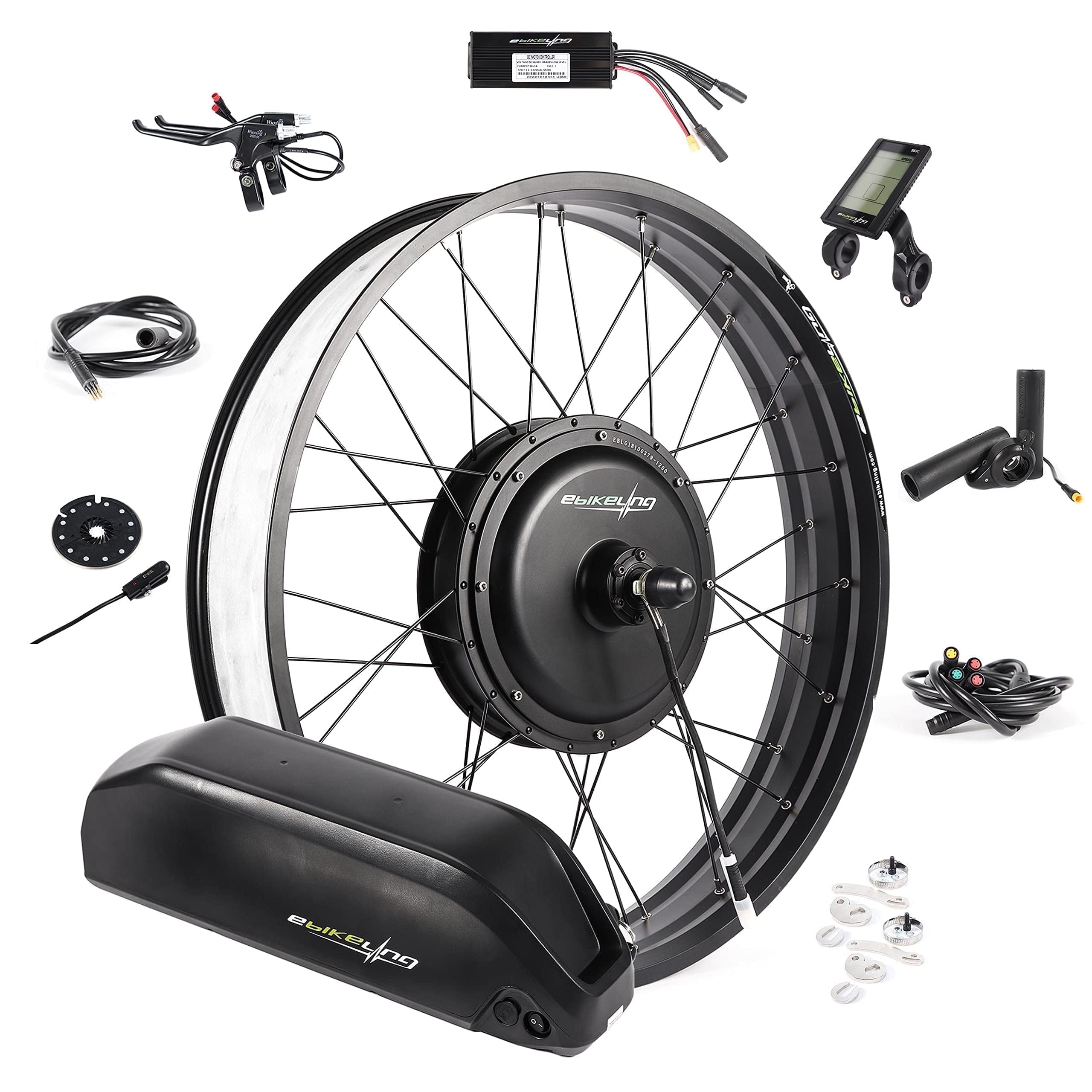 EBIKELING Waterproof Ebike Conversion Kit with Battery 26" Fat Tire ...
