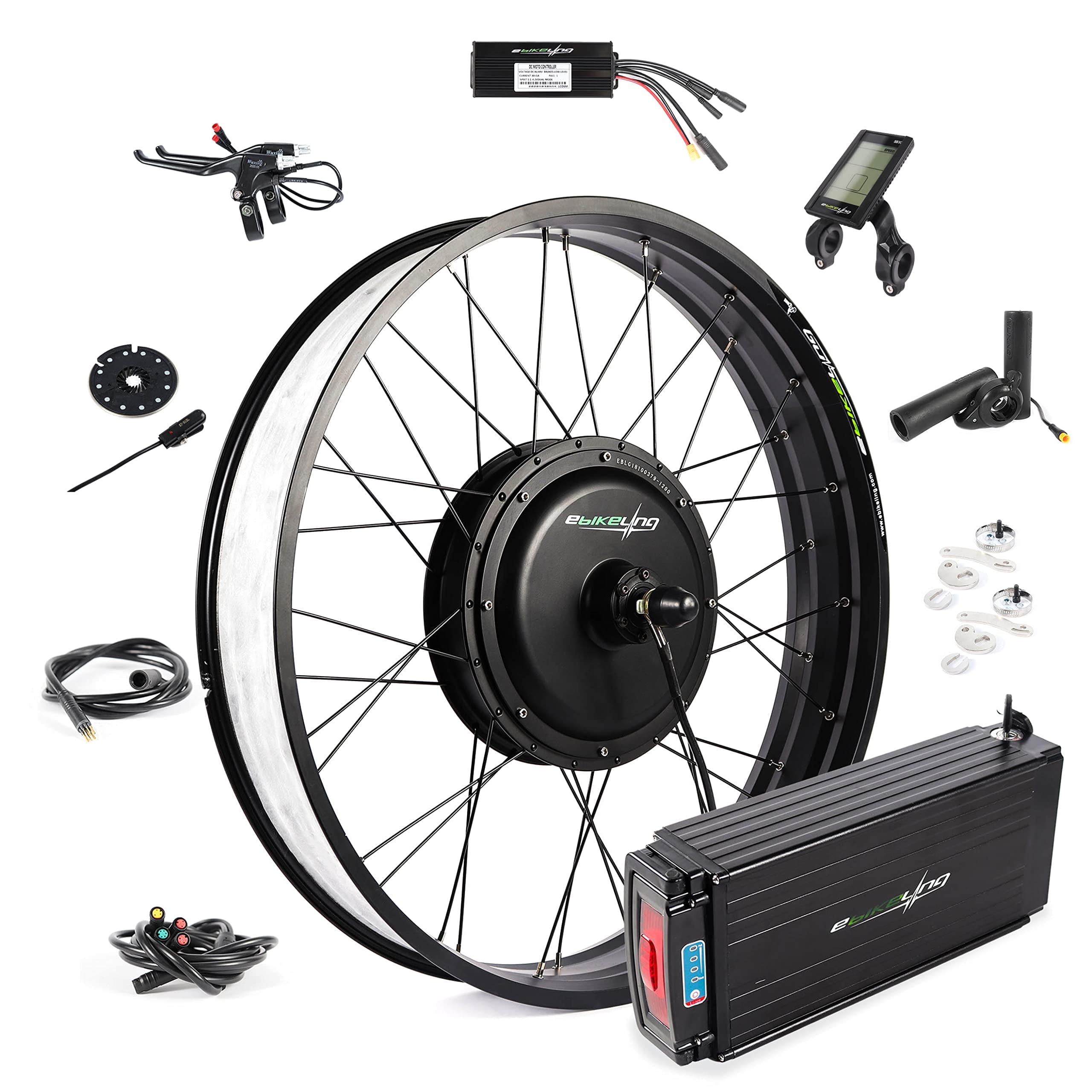 EBIKELING Waterproof Ebike Conversion Kit with Battery 26" Fat Tire ...