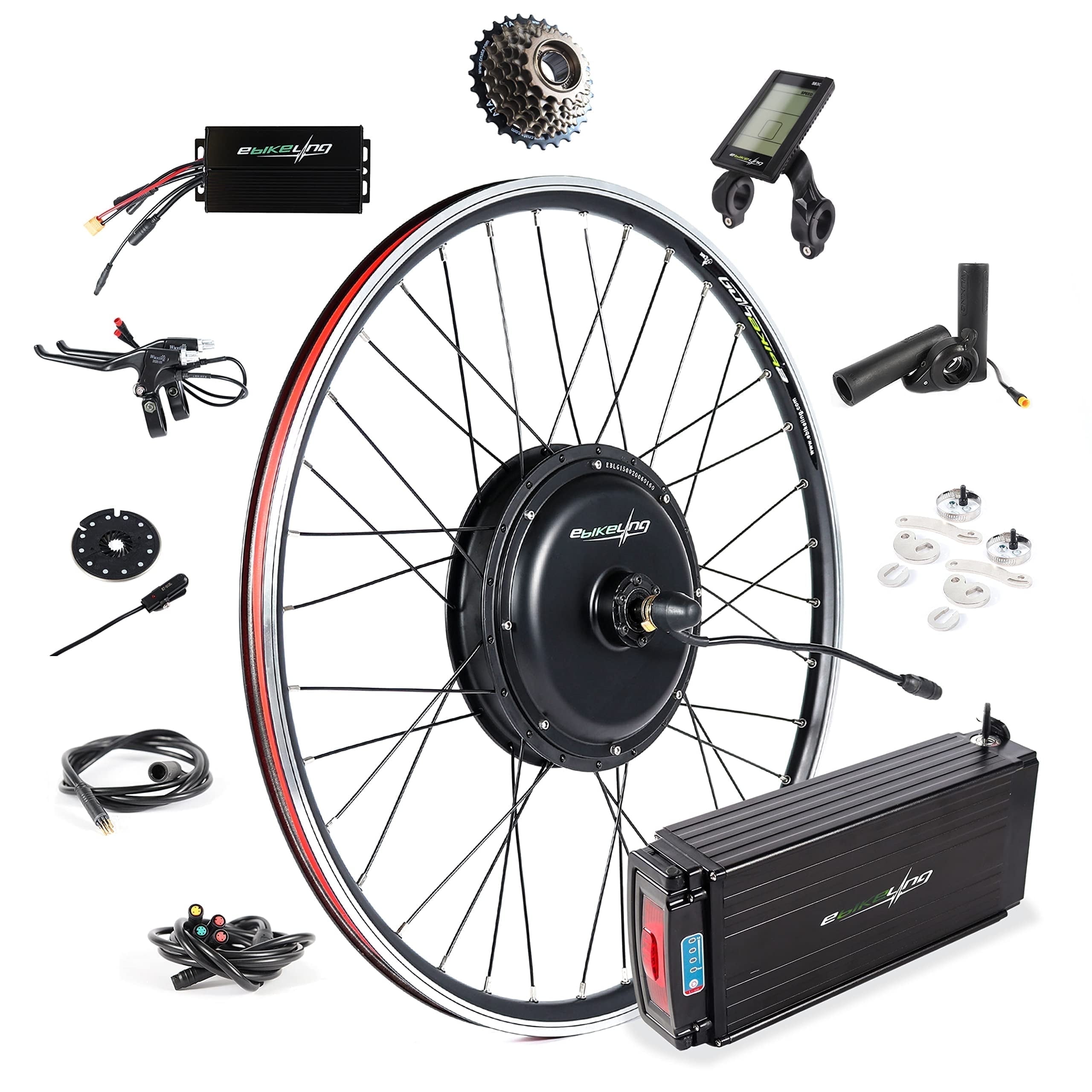 EBIKELING Waterproof Ebike Conversion Kit with Battery Direct Drive 700C Front or Rear Wheel ...