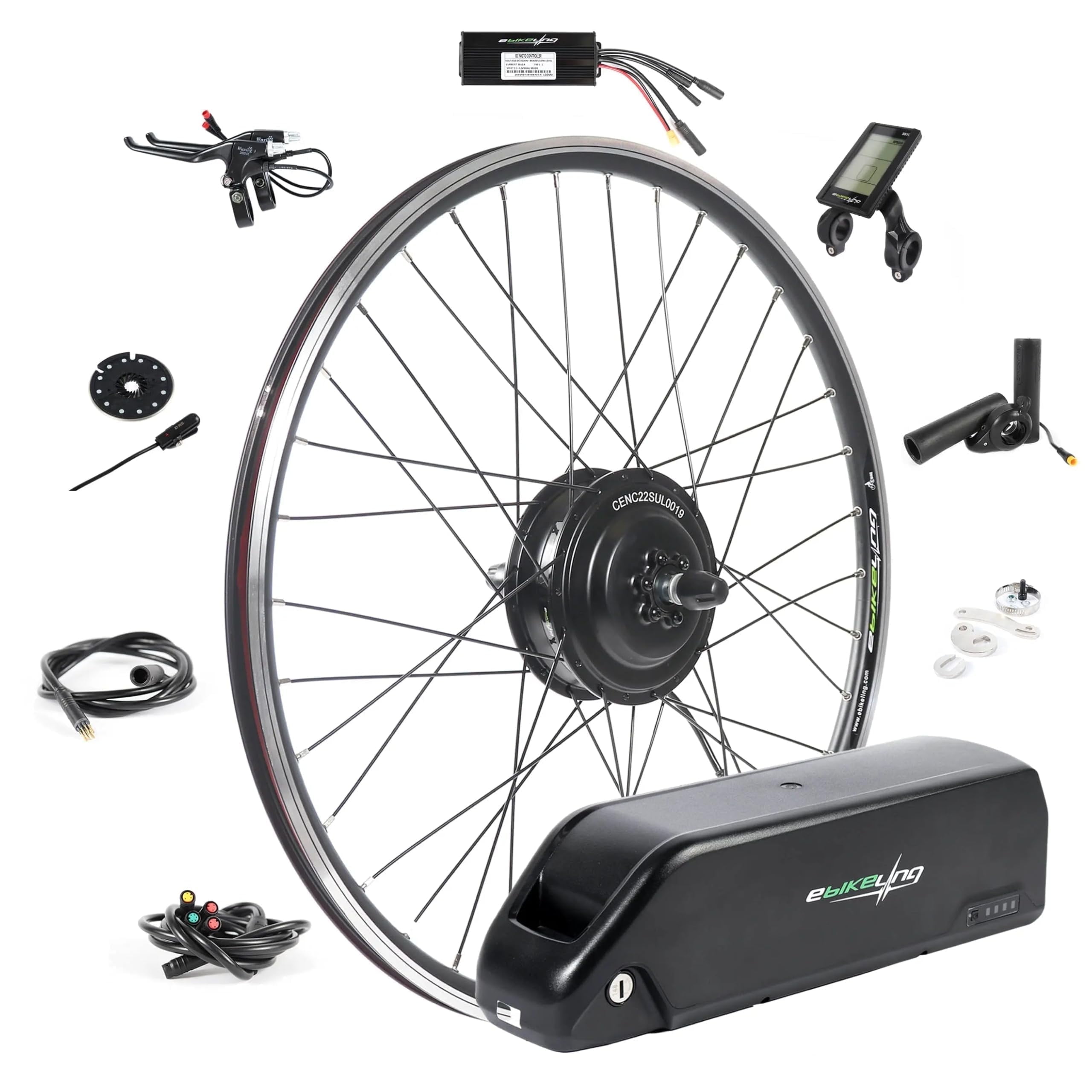 EBIKELING Waterproof Ebike Conversion Kit with Battery Direct Drive 700C Front or Rear Wheel ...