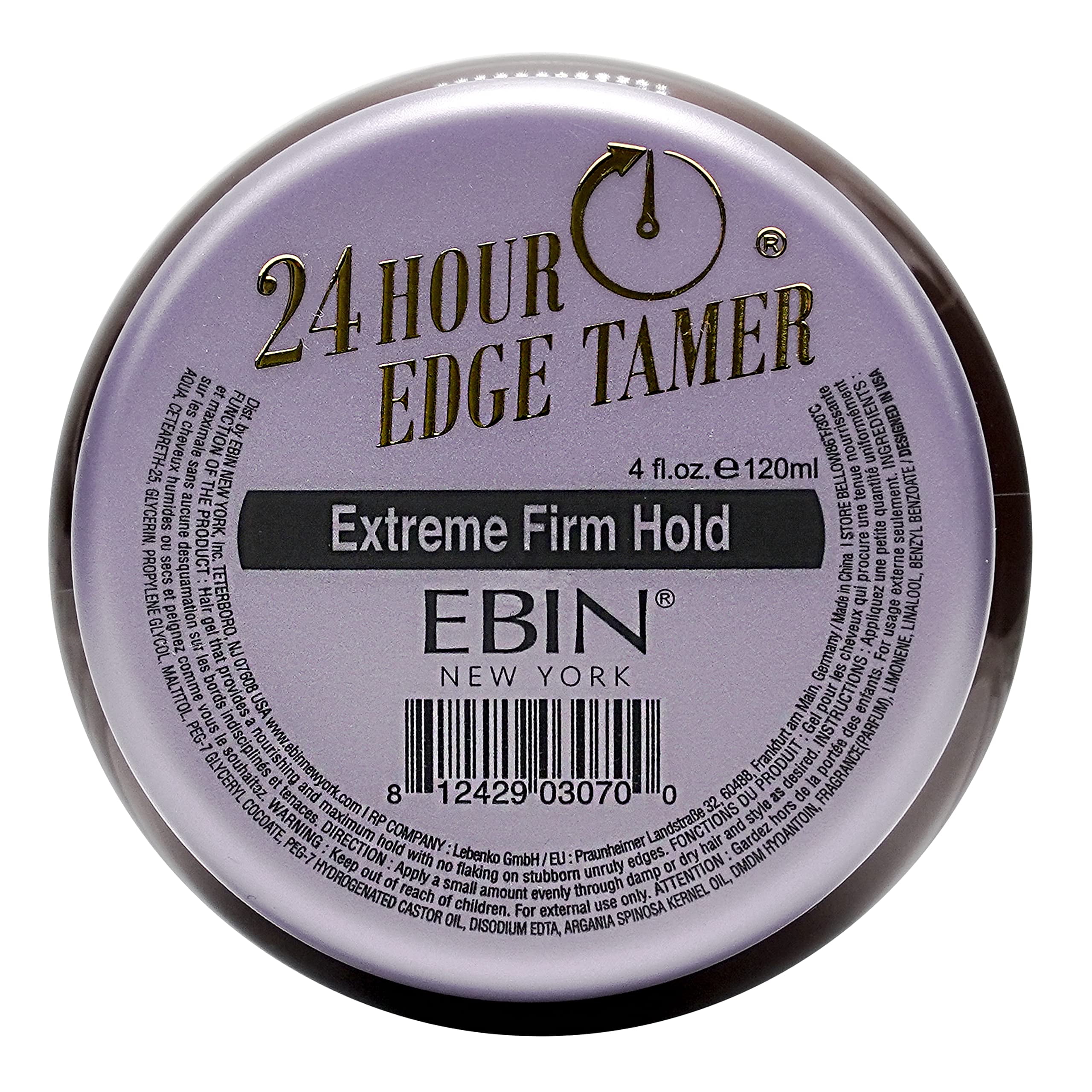 EBIN NEW YORK 24 Hour Edge Tamer - Extreme Firm Hold (4oz/ 120ml) - No Flaking, White Residue ...