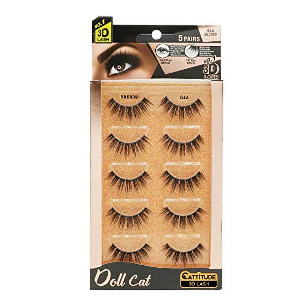 EBIN NEW YORK Cattitude 3D Lash 5 Pair â€“ Doll Cat 3D Lash Baby Doll Lash Look Long Voluminous ...
