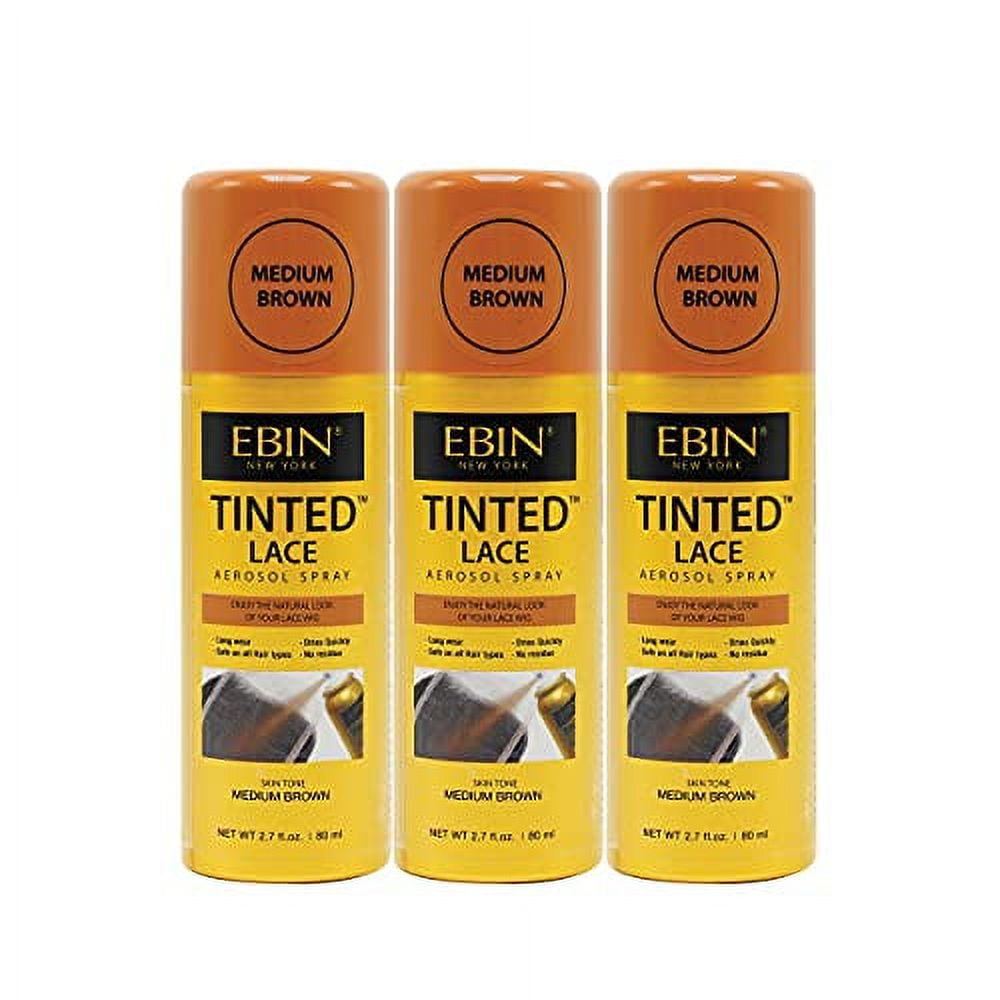 EBIN NEW YORK Tinted Lace Aerosol Spray 3pack â€“ Medium Brown 2.7 Oz/ 80 mL | Quick dry, Water ...