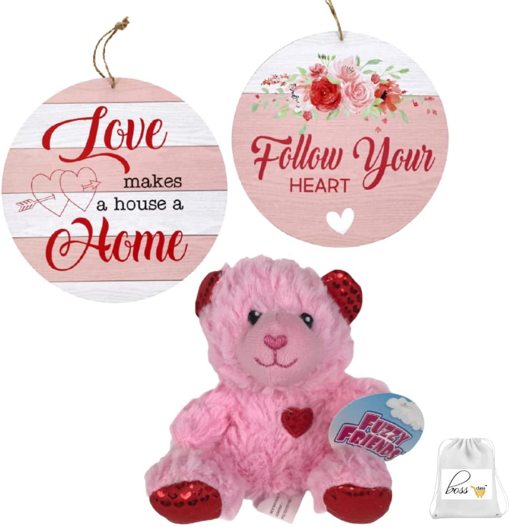 EBK Valentine's Day 2 Round Wall Signs Bundled with Valentine’s Pink ...