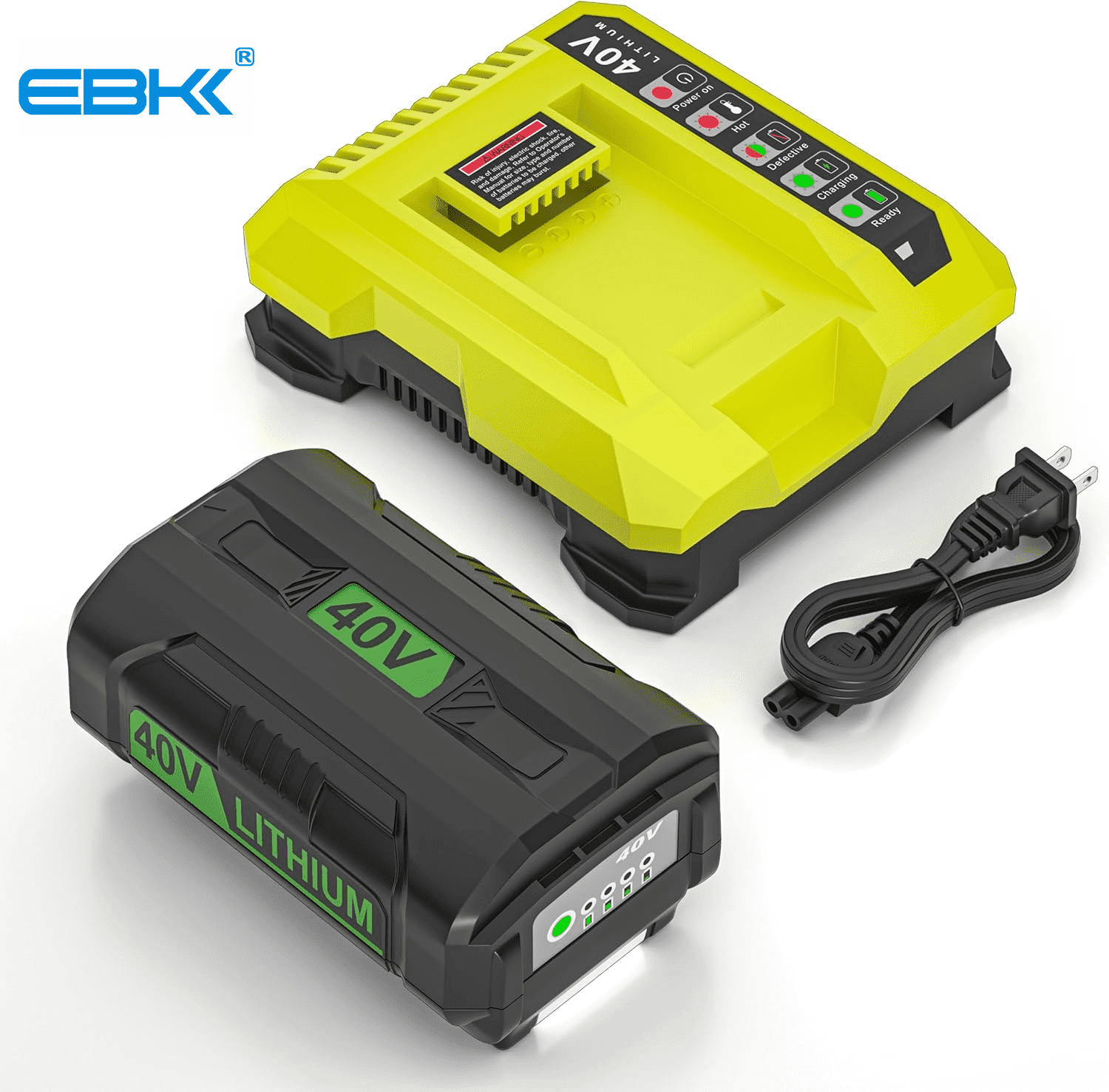 EBKK 40V 6500mAh Replacement for Ryobi 40V Battery and Charger Combo ...