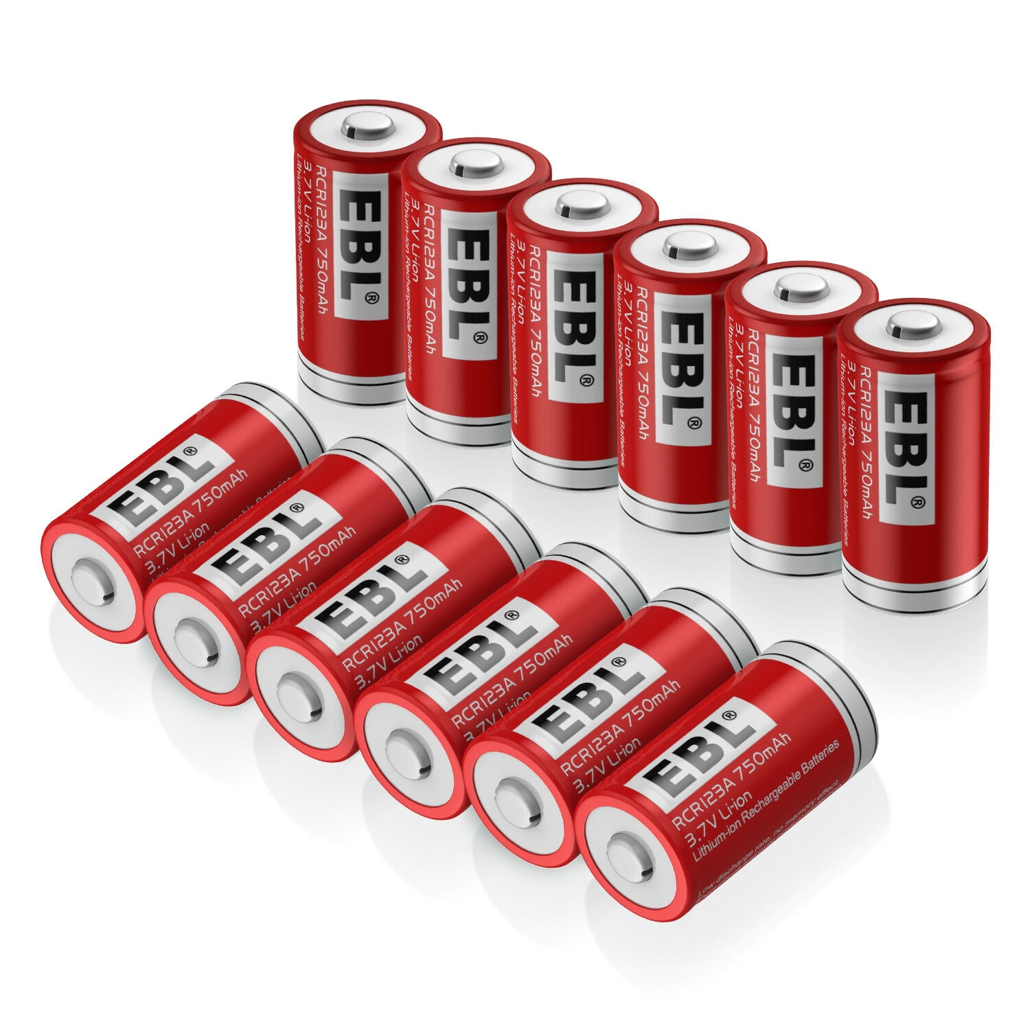 EBL 12-Pack 16340 CR123A 750mAh Li-Ion Rechargeable Battery for Arlo Security Camera Electronic ...