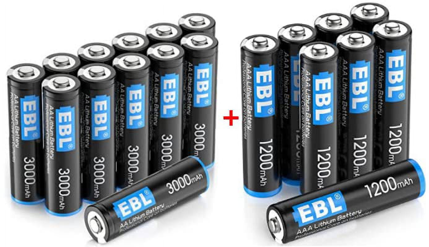 EBL 12 Pack AA Lithium Batteries and 8 Pack AAA Lithium Batteries 1.5V ...