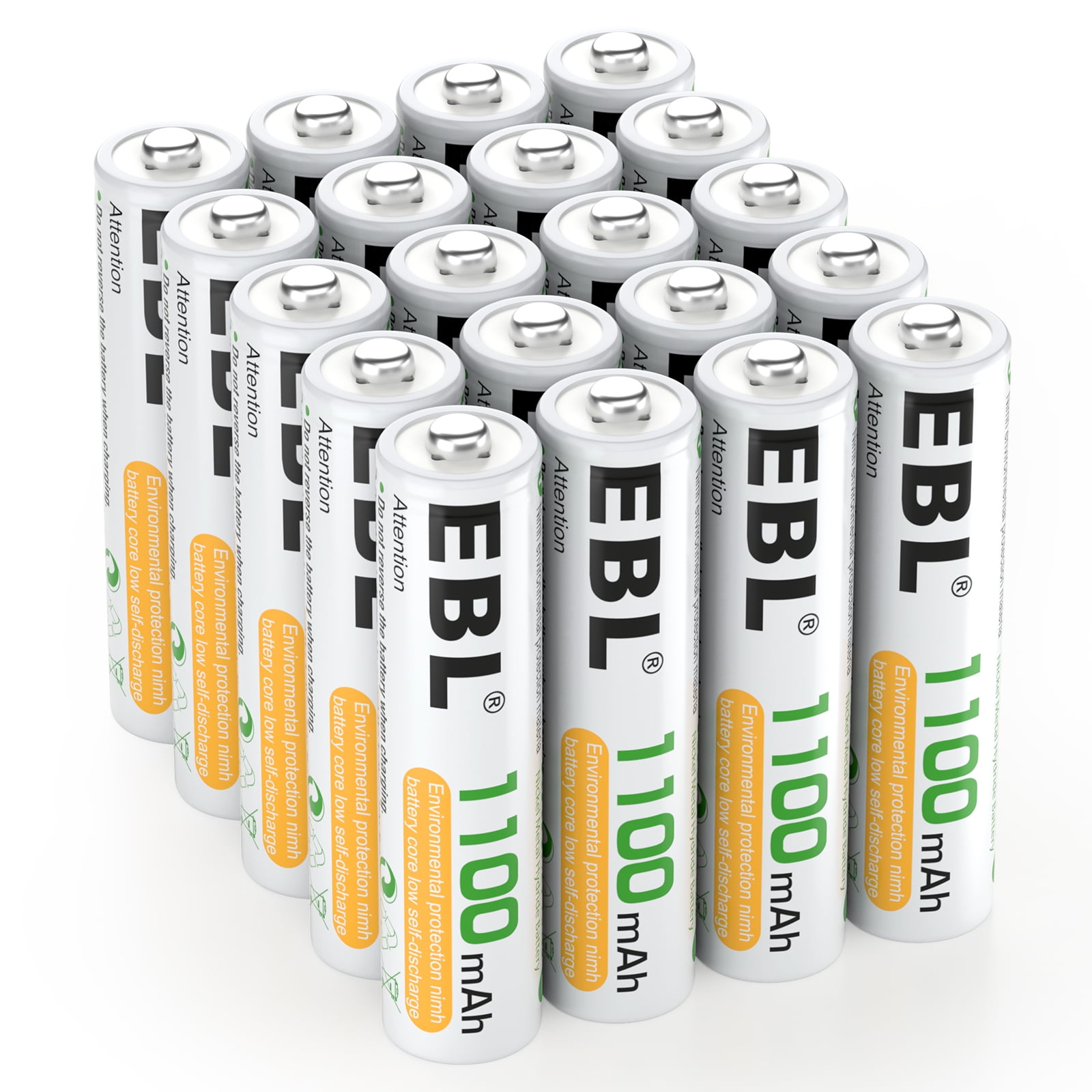 EBL 1500 Cycle 1100mAh AAA Rechargeable Batteries 20 Pack AAA Ni-MH ...