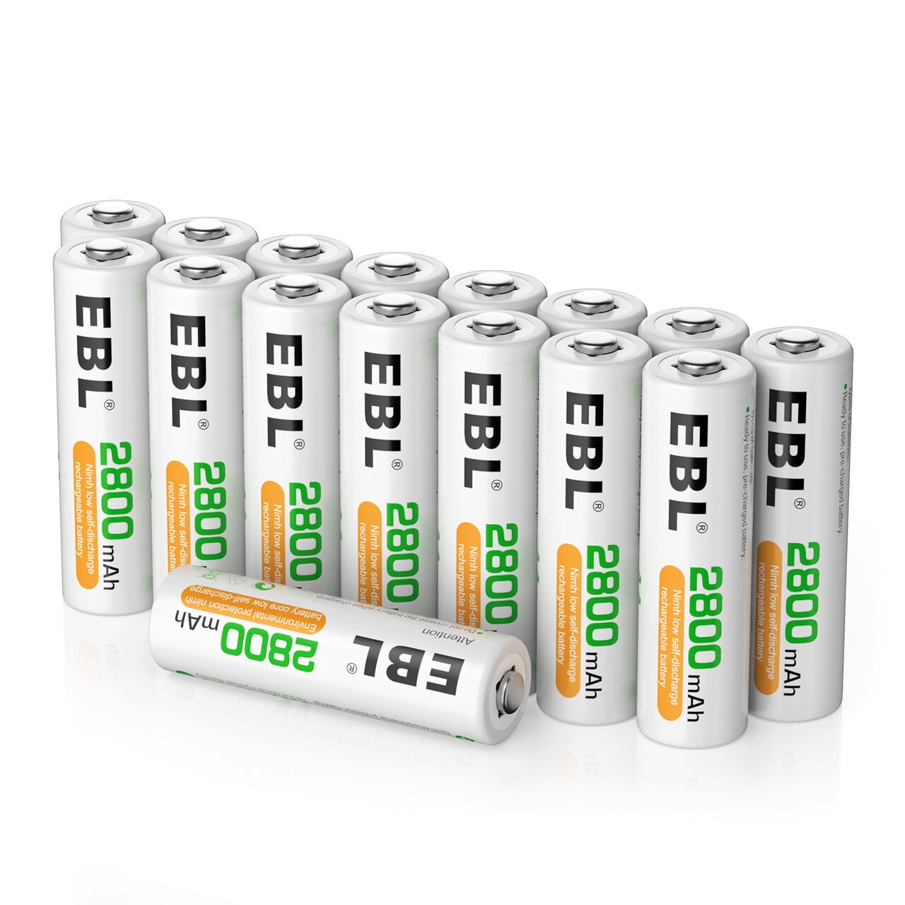 EBL High-Capacity Rechargeable AA Batteries, 16 Count Pack, 2800mAh ...