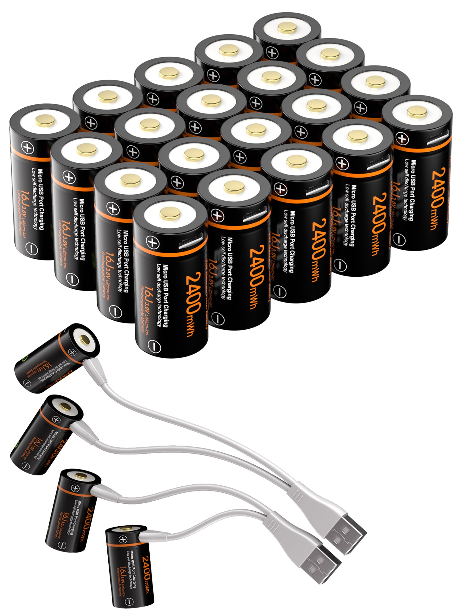 EBL 16340 RCR123A Batteries, 20-Pack 800mAh Lithium-ion Rechargeable ...