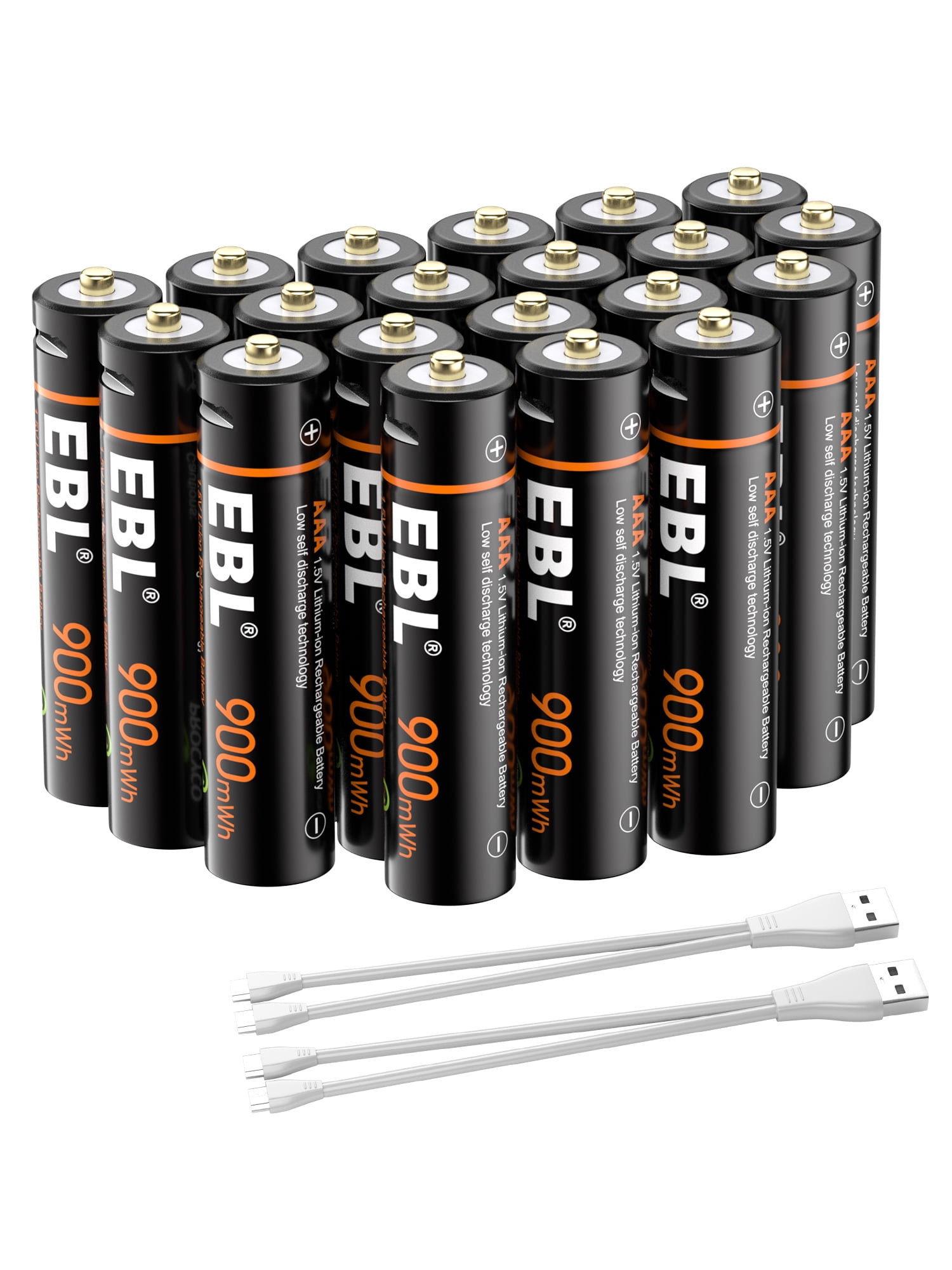 EBL 20-Pack Lithium AAA Batteries Quick Charge 1.5V Long Lasting USB ...