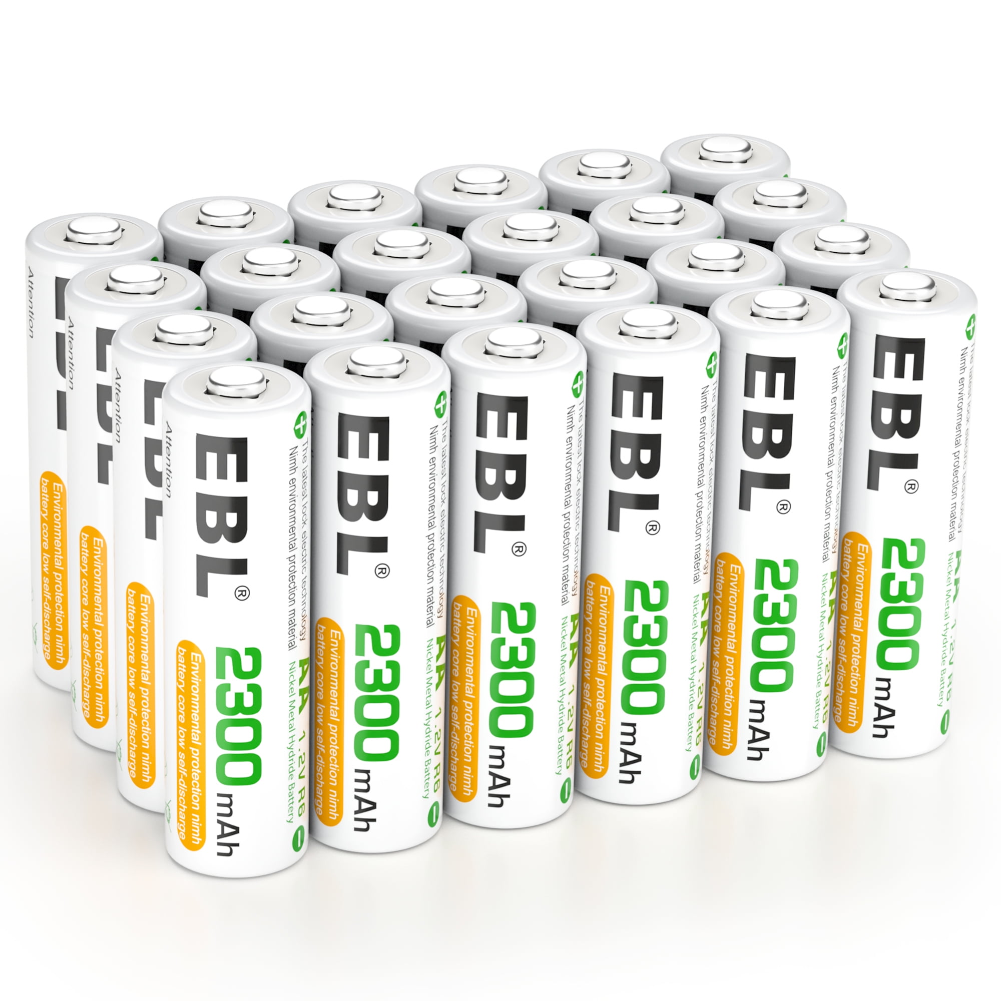 EBL 24-Pack Rechargeable AA Batteries 2300mAh Ni-MH Double A Batteries ...