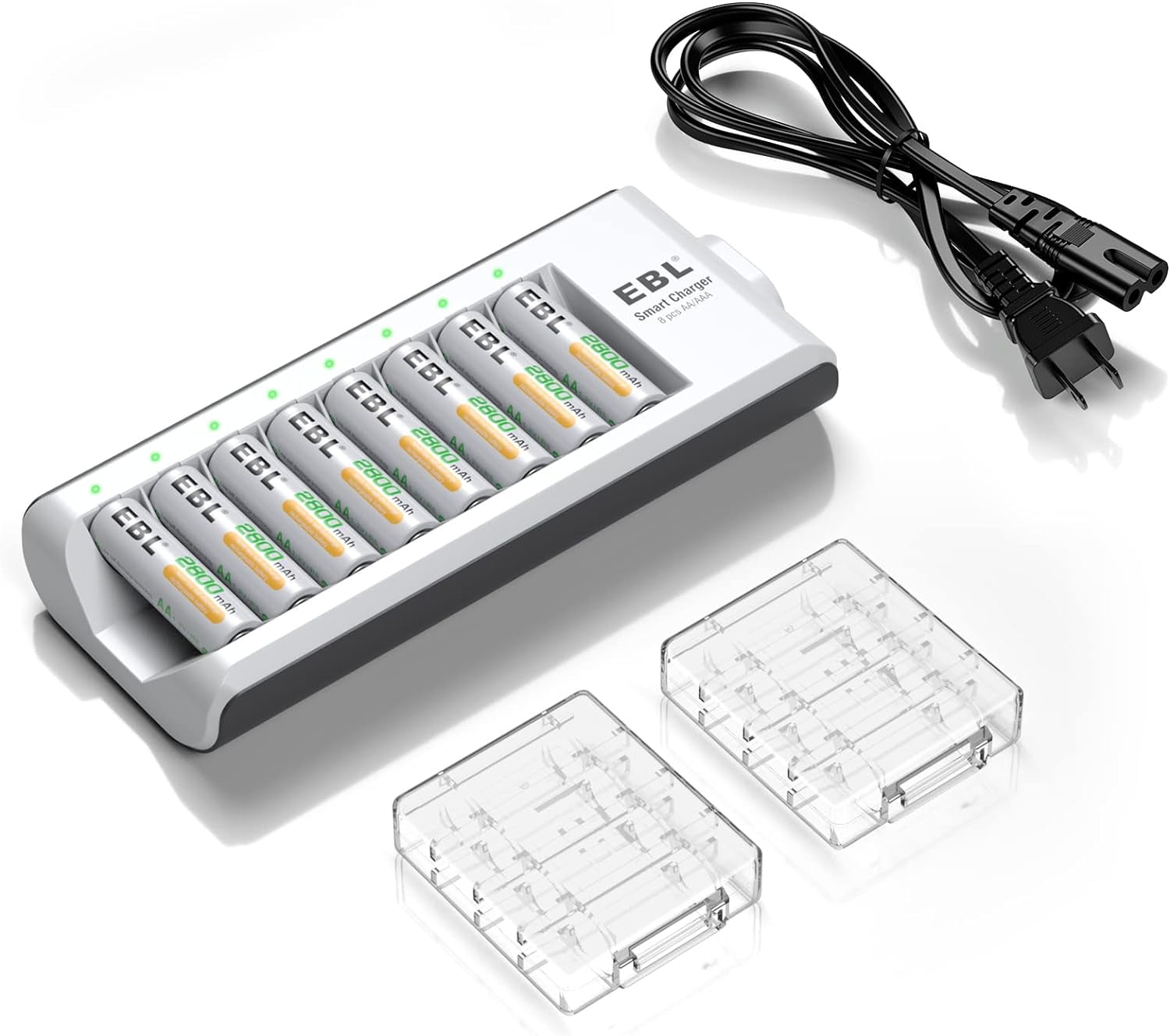EBL 2800mAh Ni-MH AA Rechargeable Batteries 1.2V (8 Pack) and ...