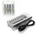 EBL 4-Pack Rechargeable AAA Batteries + 8 Bay Battery Charger for Ni-MH Ni-CD AA AAA Batteries ...