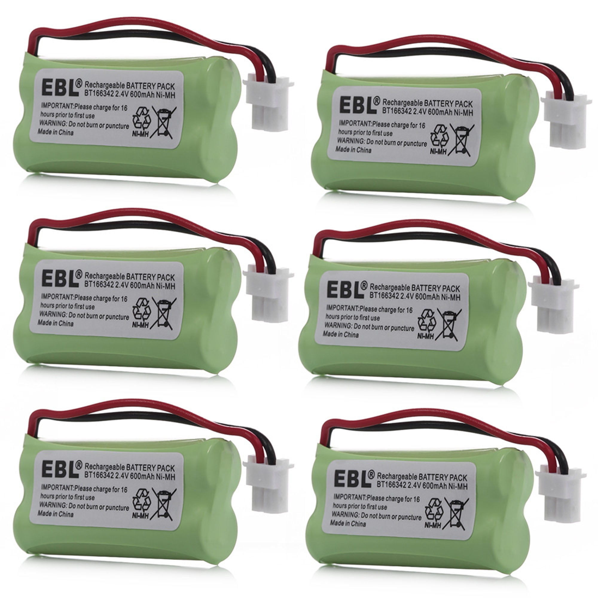 EBL 6-Pack 2.4V Replacement Battery for Vtech BT166342 BT266342 EL52300 ...