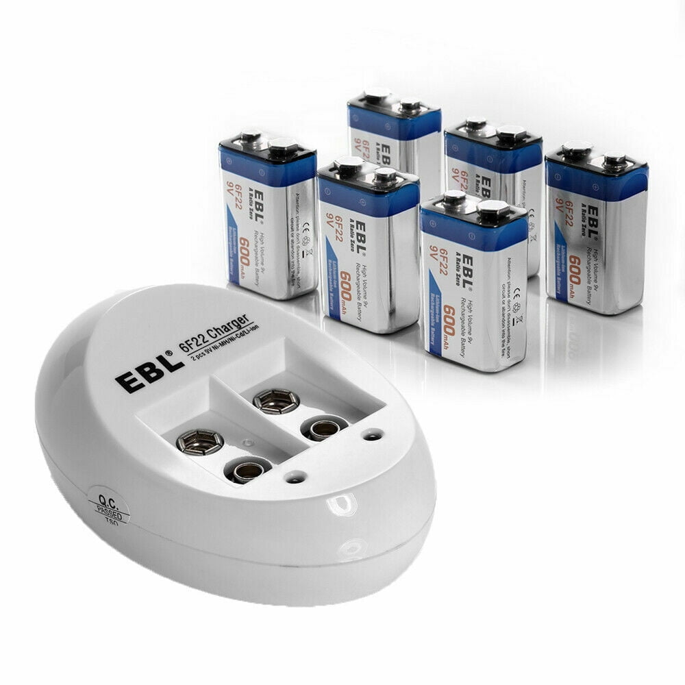EBL 6-Pack 9V Batteries Li-ion 9 Volt Rechargeable Batteries with 9V ... EBL 6-Pack 9V Batteries Li-ion 9 Volt Rechargeable Batteries with 9V ...