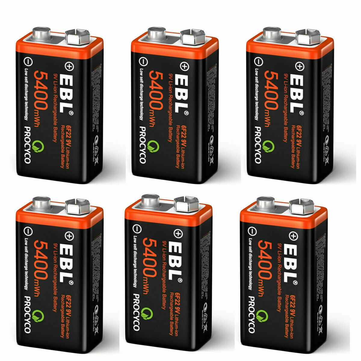 Walmart Black Friday Deals 2025 EBL 6-Pack USB Rechargeable 9V 6F22 LI ...