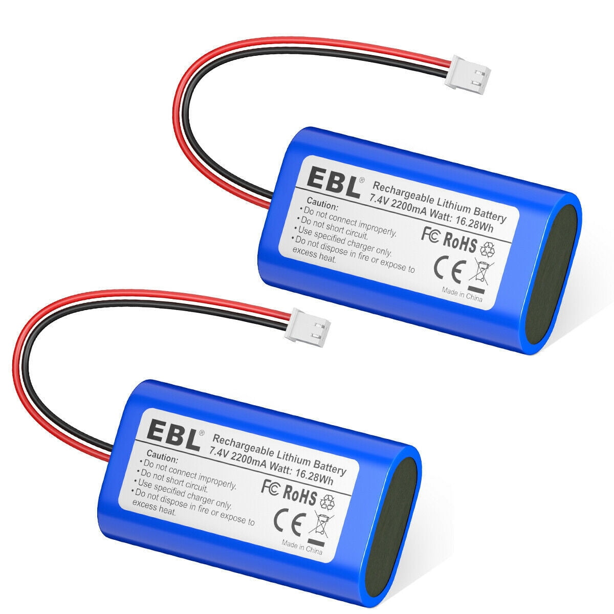 EBL 7.4V 2200mAh Li-ion Rechargeable Batteries Replacement Batteries 2 ...