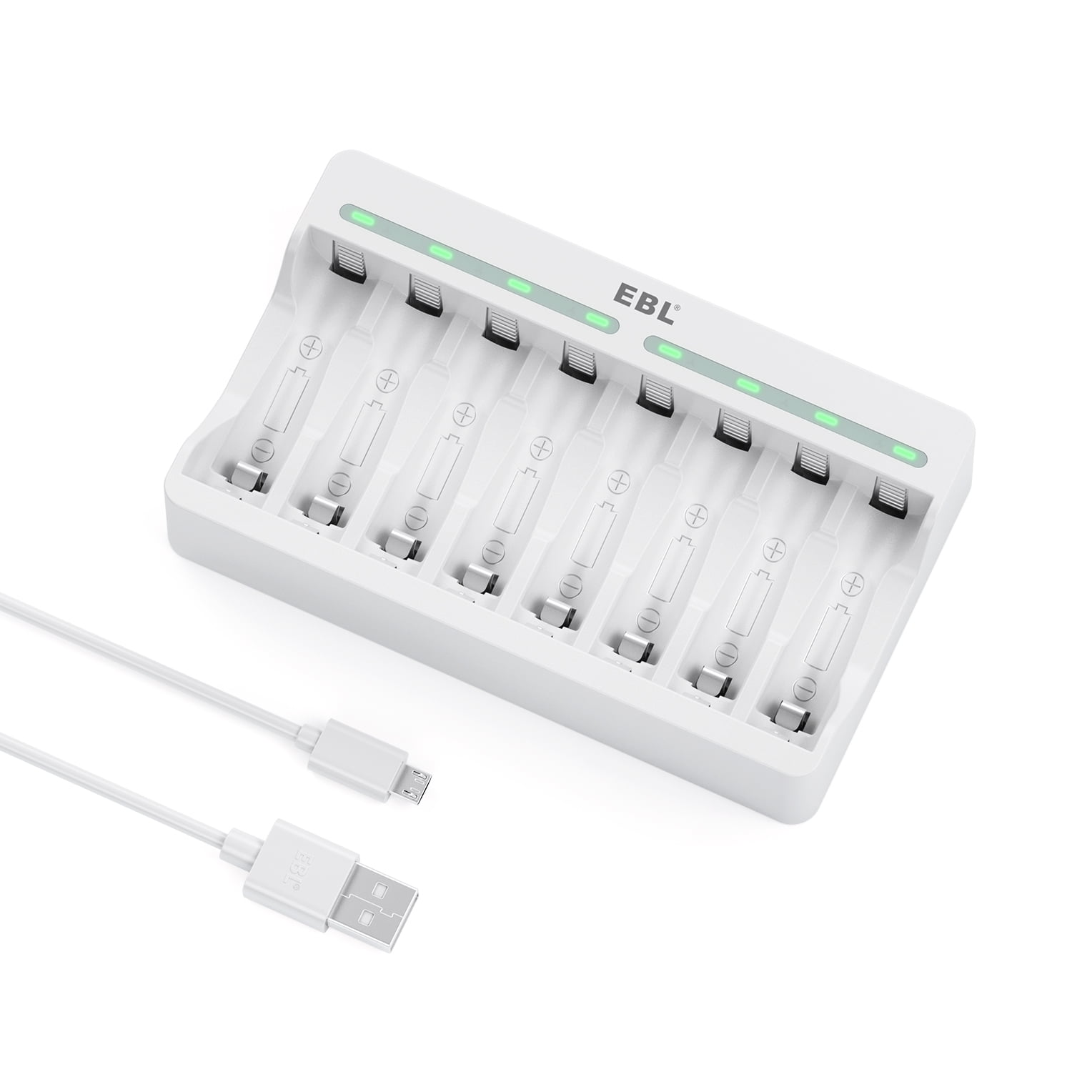 EBL 8 Bay Battery Charger - Individual Charger with 5V 2A Fast Charging ...
