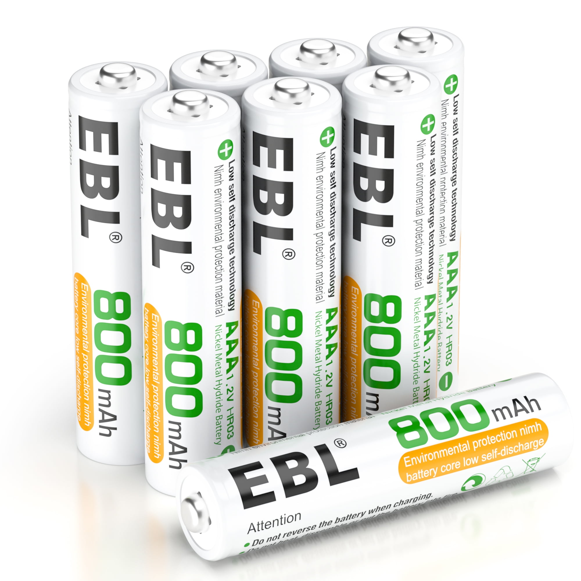 EBL 8-Pack AAA Rechargeable Batteries 800mAh Ni-MH Triple A Batteries - Walmart.com