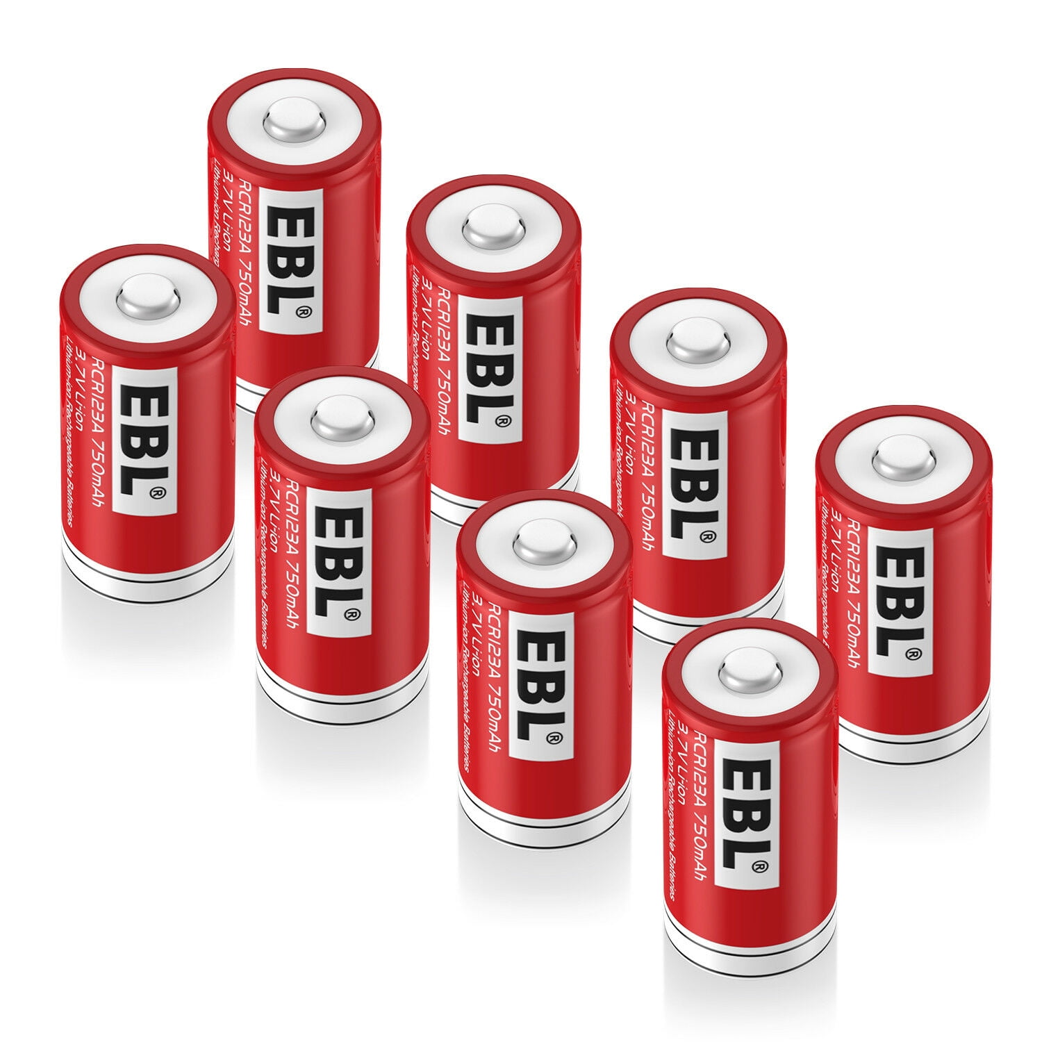 EBL 8-Pack CR123A 750mAh Li-Ion Rechargeable Battery for Arlo Security Camera Electronic Devices ...