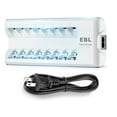 EBL 8 Slot Individual LED Battery Charger for AA AAA Rechargeable ...