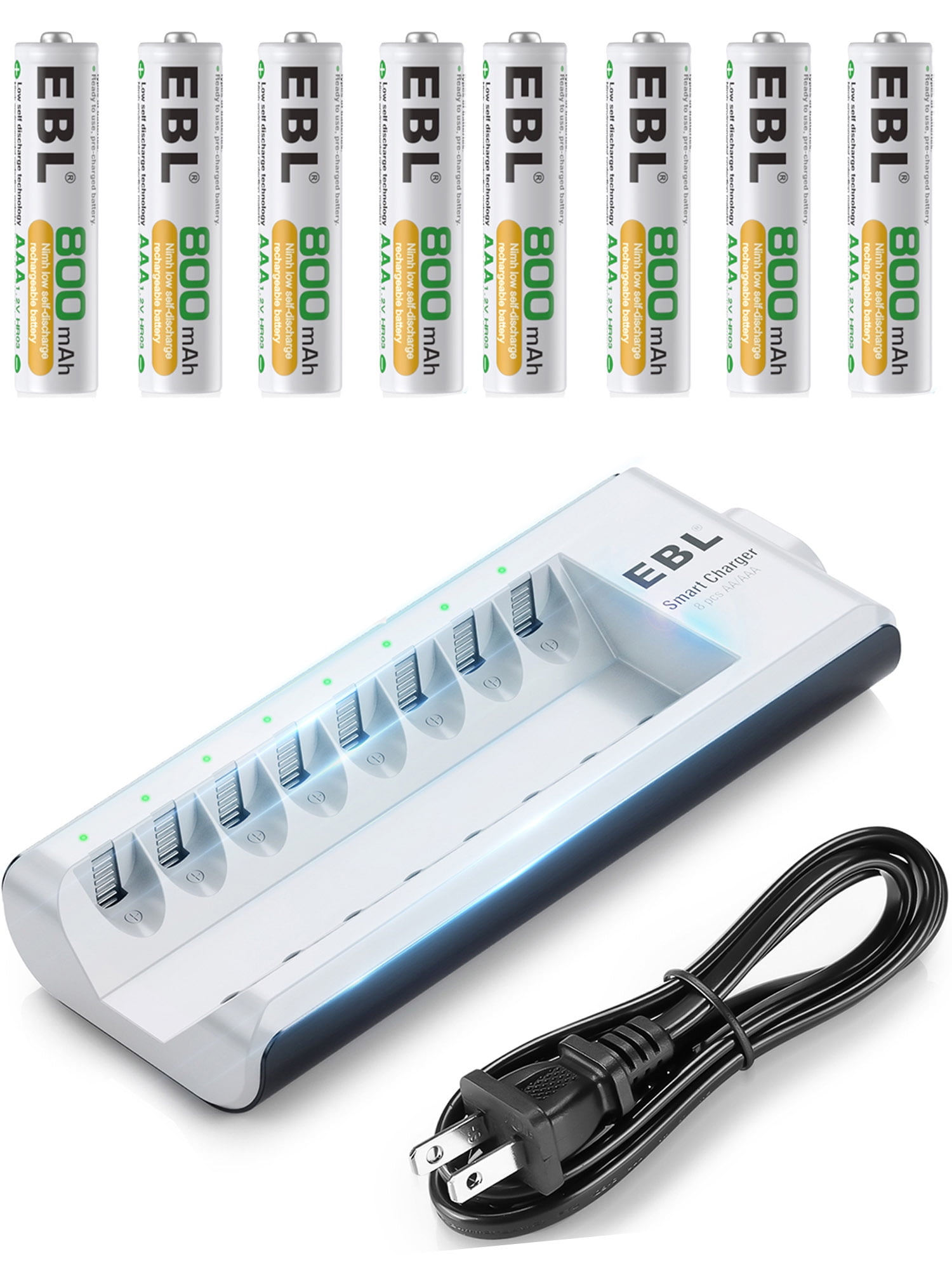EBL 8pcs AAA NIMH 800mah Rechargeable Batteries Triple A with 8 Slots ...