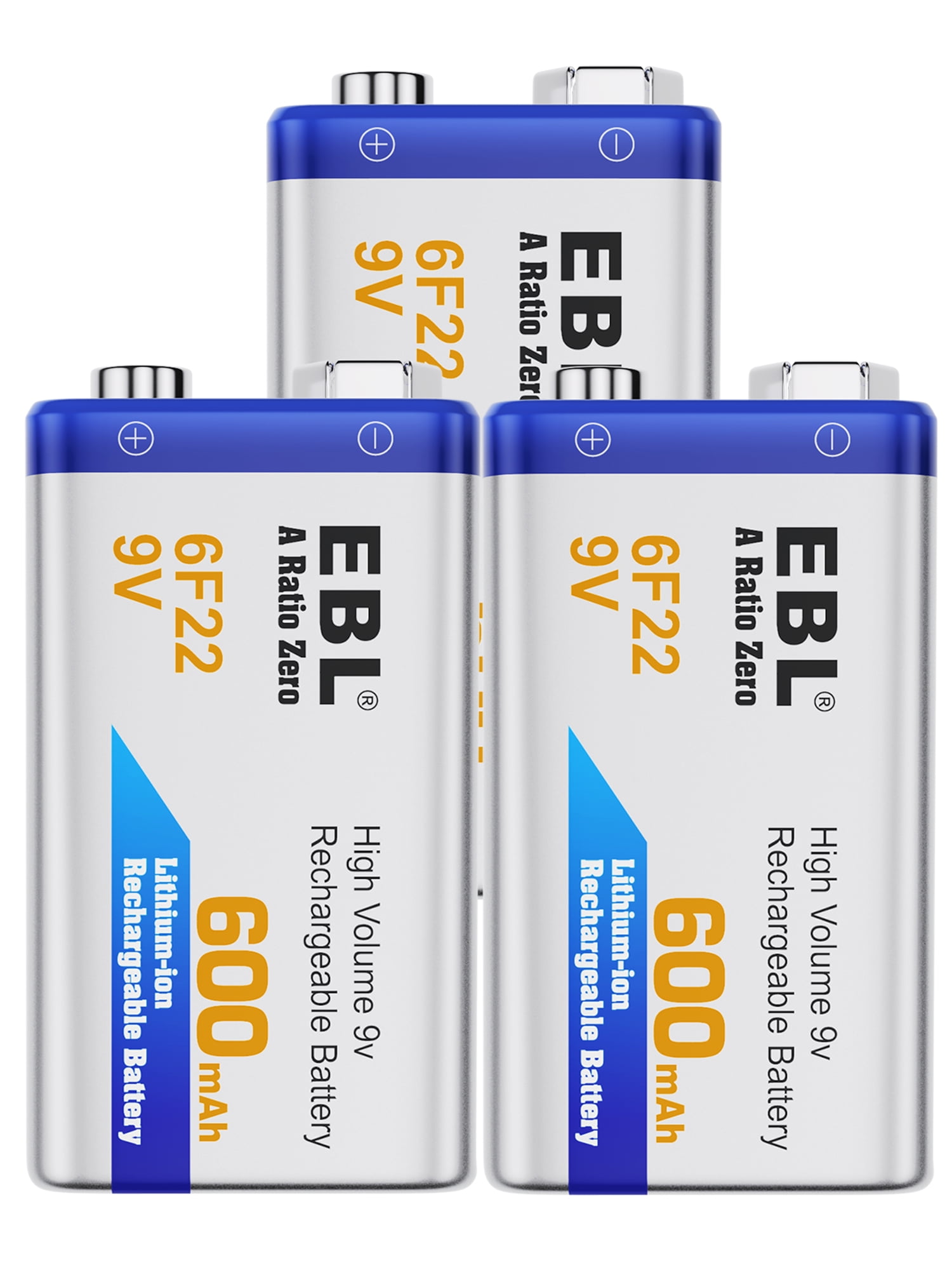 EBL 9 Volt Batteries 600mAh Li-ion Rechargeable 9V Battery Lithium-ion ... EBL 9 Volt Batteries 600mAh Li-ion Rechargeable 9V Battery Lithium-ion ...