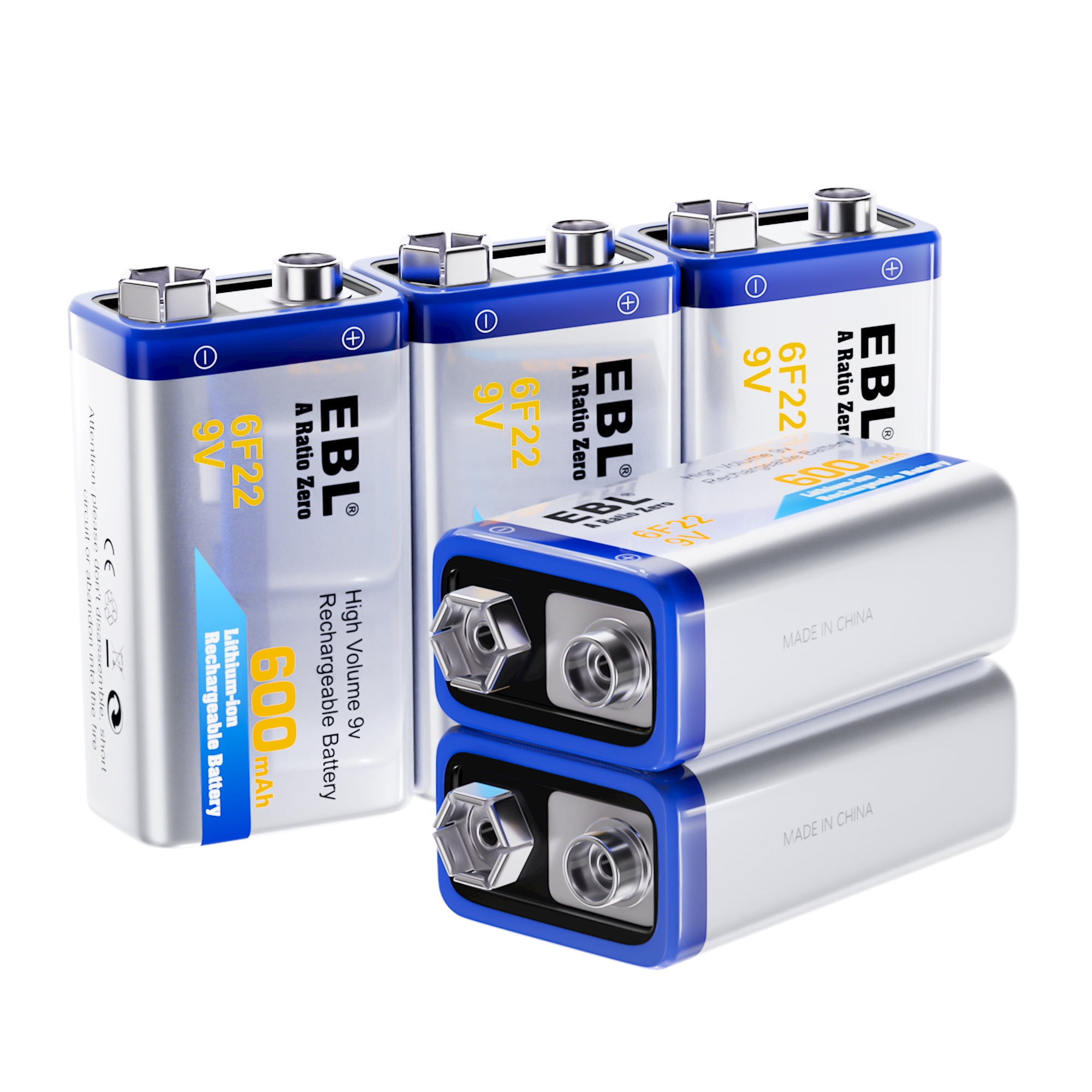 EBL 9V 600mAh Rechargeable General Purpose Batteries, 5-Pack - Walmart.com