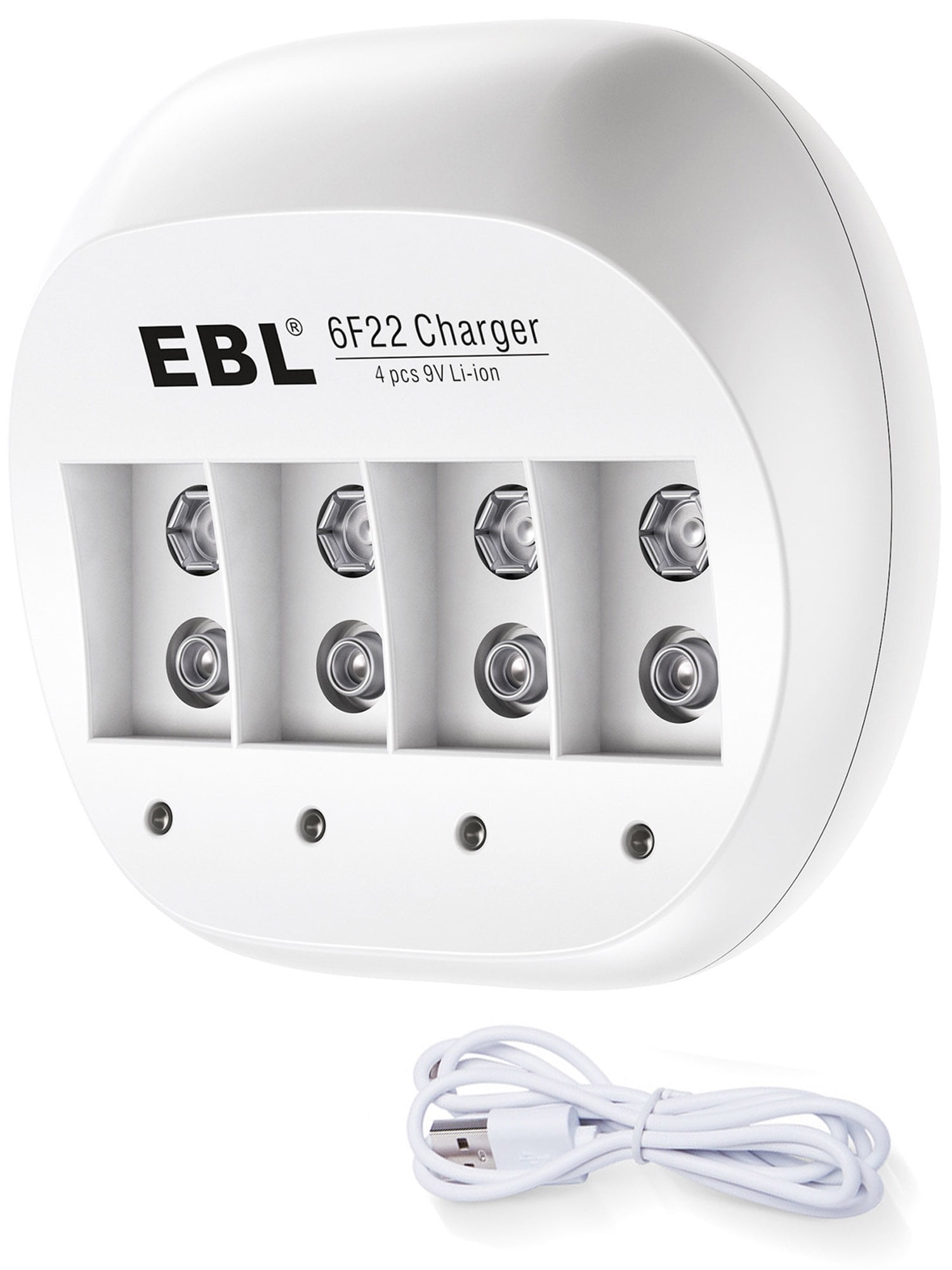 EBL 9V Battery Charger, 4-Slot Lithium-ion 9 Volt Fast Batteries ...