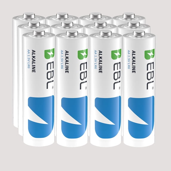 EBL AA Batteries 12 Pack, Non-Rechargeable 1.5V Alkaline Double A ...
