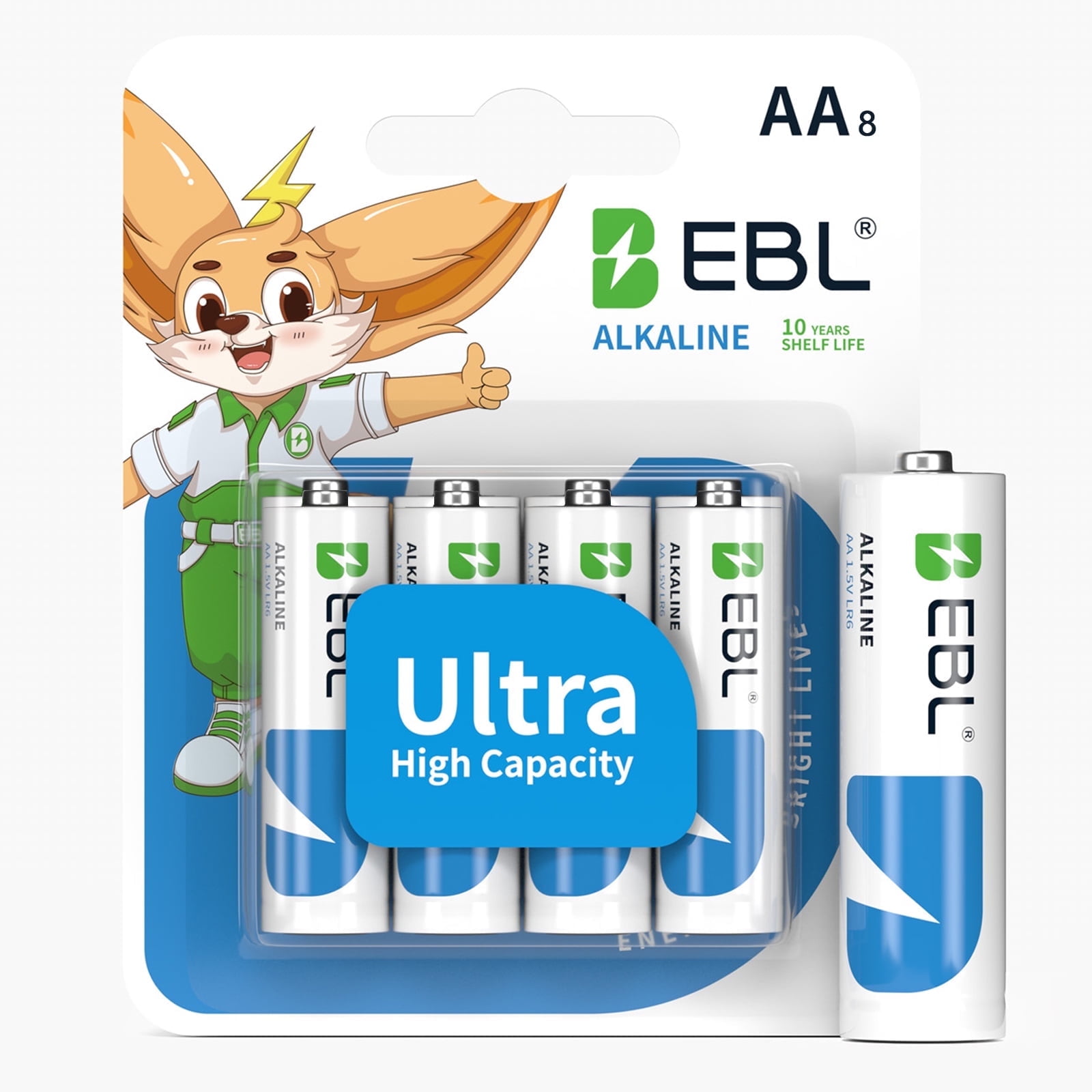 EBL AA Batteries 8 Pack 1.5V Alkaline Double A Batteries, Long-Lasting ...