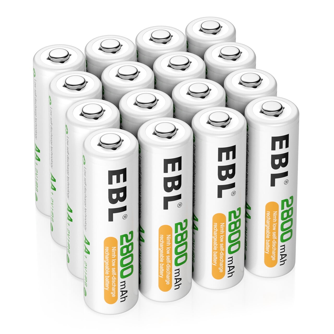 EBL AA Rechargeable Batteries 2800mAh NIMH 1.2V AA Double A Batteries ...