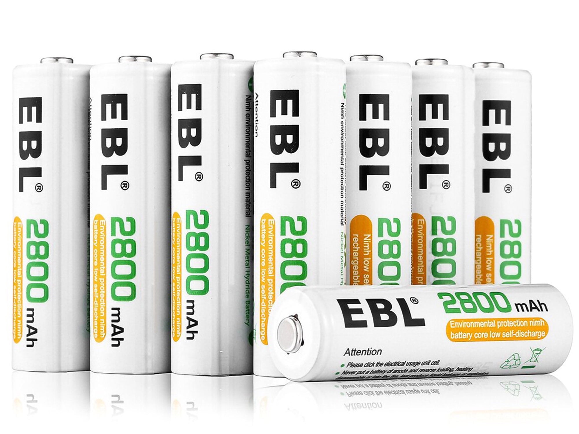 EBL AA Rechargeable Batteries 2800mAh, Precharged, Long-Lasting, NiMH ...