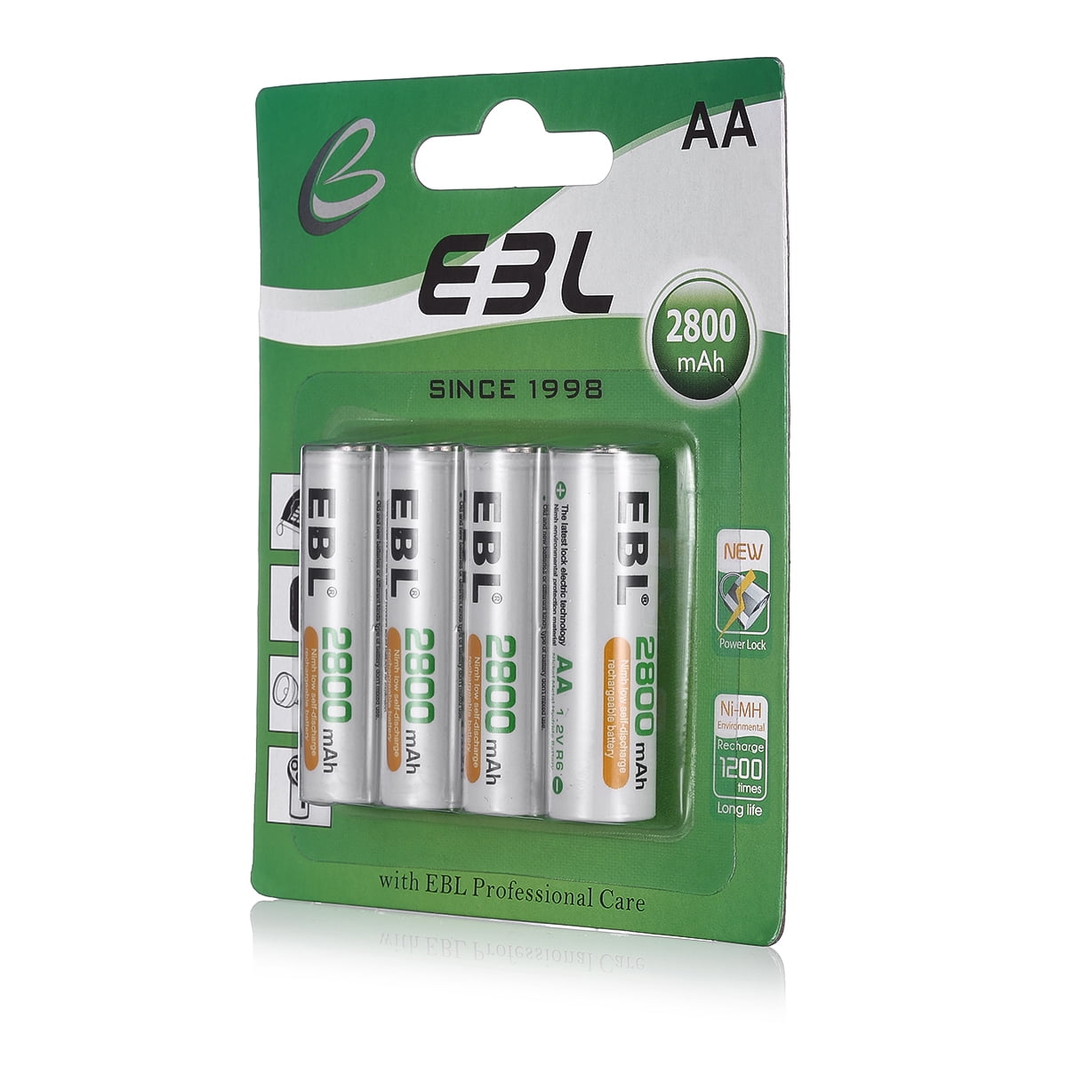 EBL AA Rechargeable Batteries, Double a Batteries, Nimh, 4 Pack ...