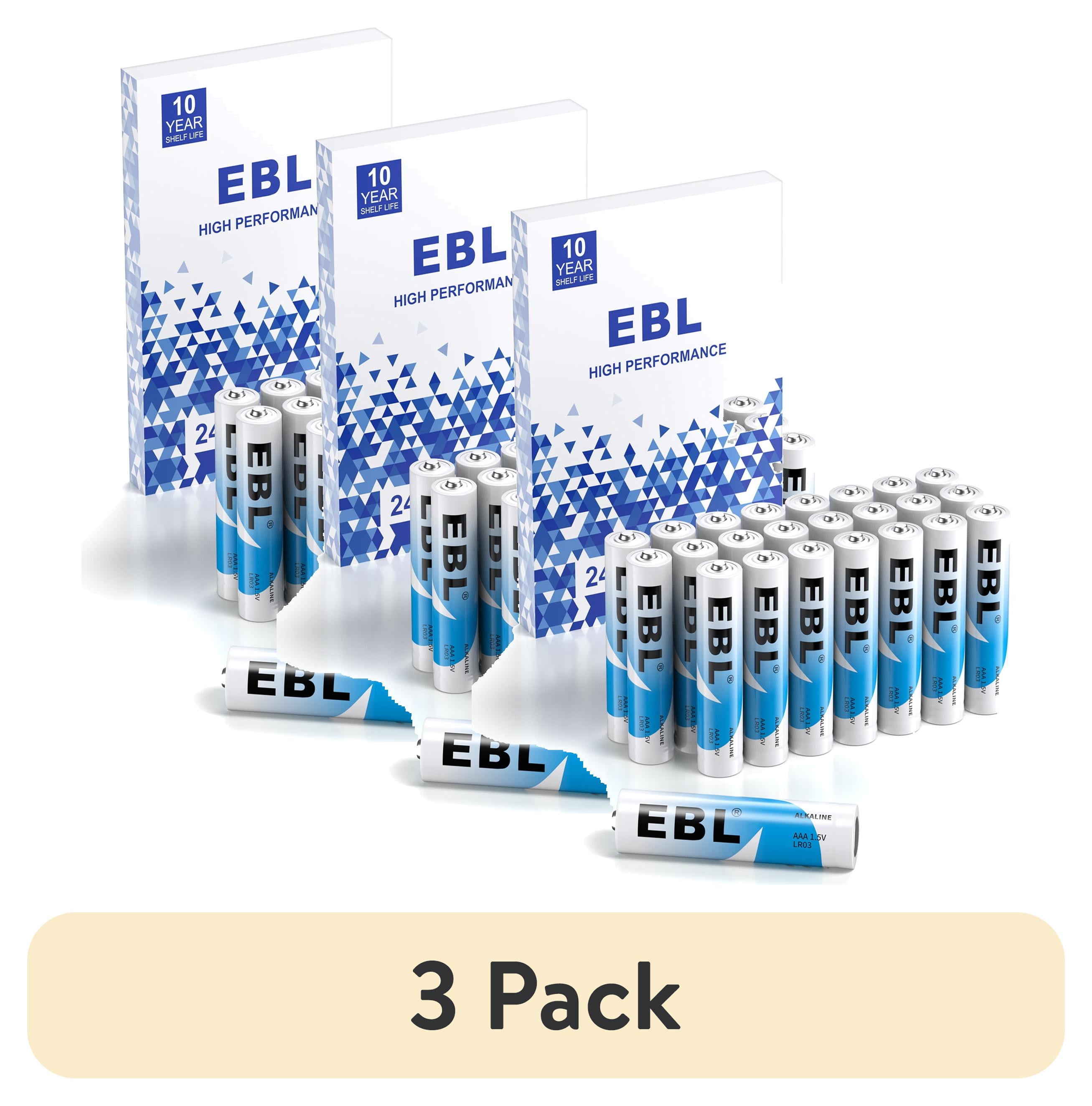 (3 pack) EBL AAA Alkaline Batteries, 24-Pack Value Pack Triple A ...