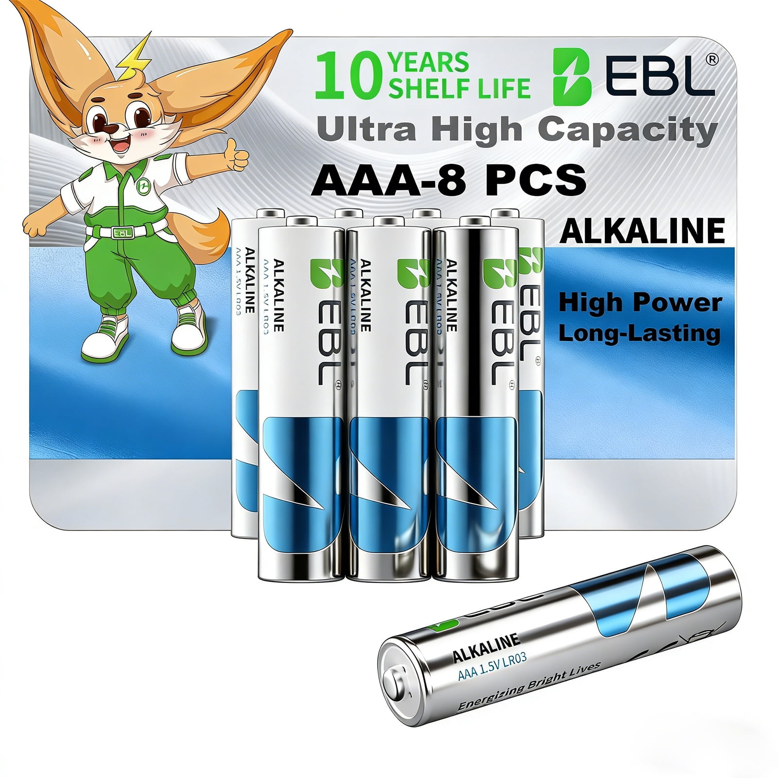 EBL AAA Batteries 8 Pack, 1.5V Alkaline Triple A 1.5 Volts Battery ...