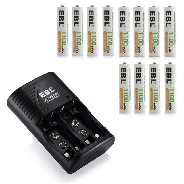 EBL AAA Rechargeable Batteries 1100mAh 12-Pack and Smart Battery ...