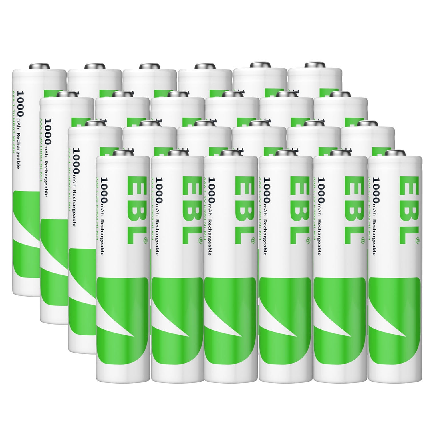 EBL AAA Rechargeable Batteries, 24 Counts Ni-MH 1000mAh 1.2V High ...