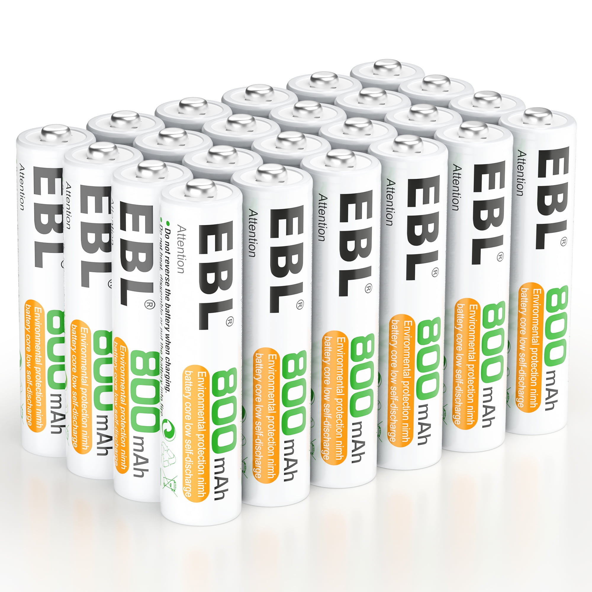 EBL AAA Rechargeable Batteries (24-Pack), 800mAh Ni-MH Triple A Batteries - Walmart.com