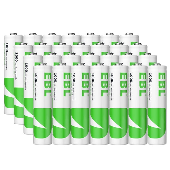 EBL AAA Rechargeable Batteries, 28 Counts Ni-MH 1000mAh 1.2V Super Bulk ...