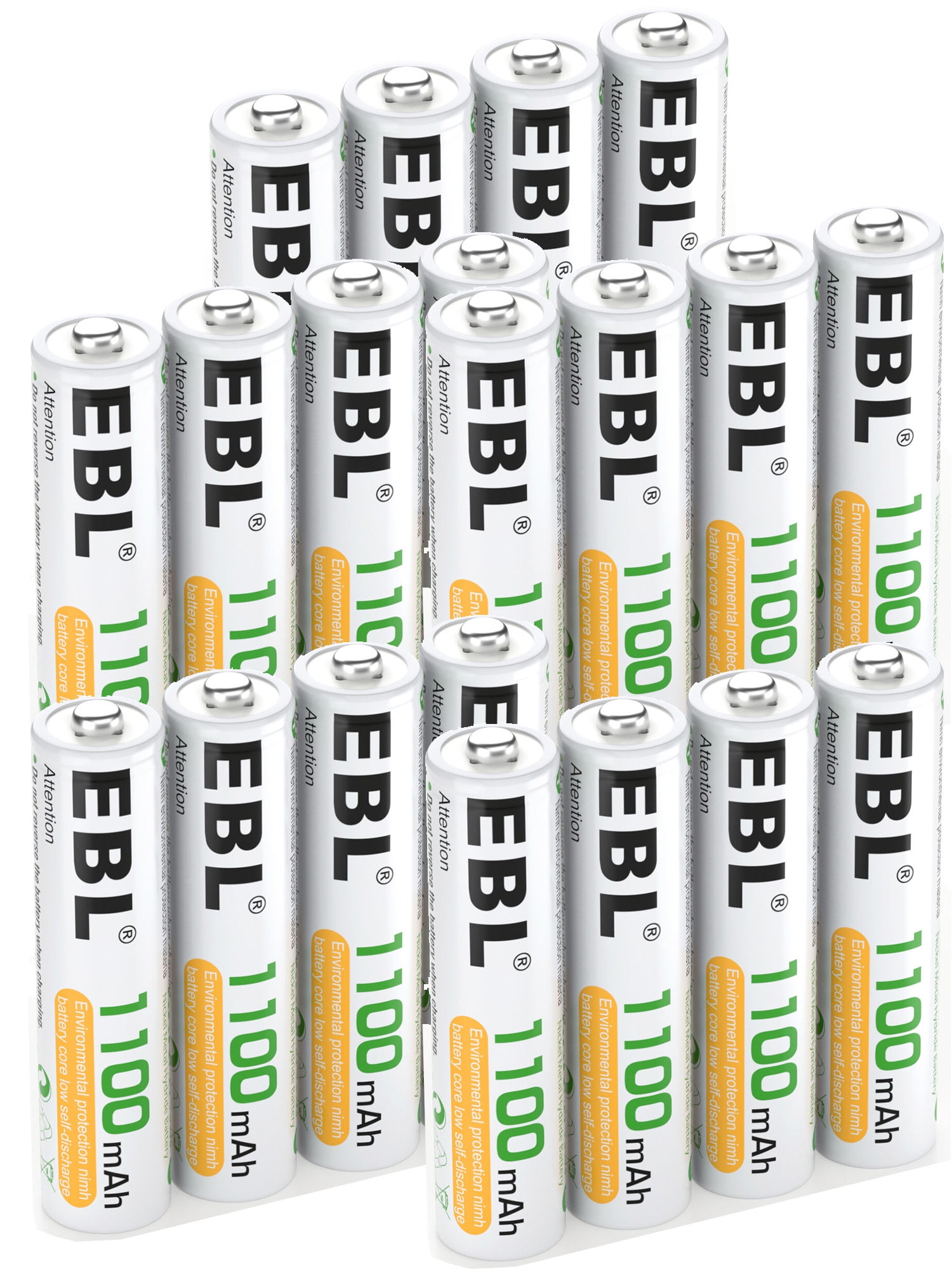 EBL AAA Rechargeable Batteries Size 3A 1.2V 1100mAh NiMH Battery,Triple ...