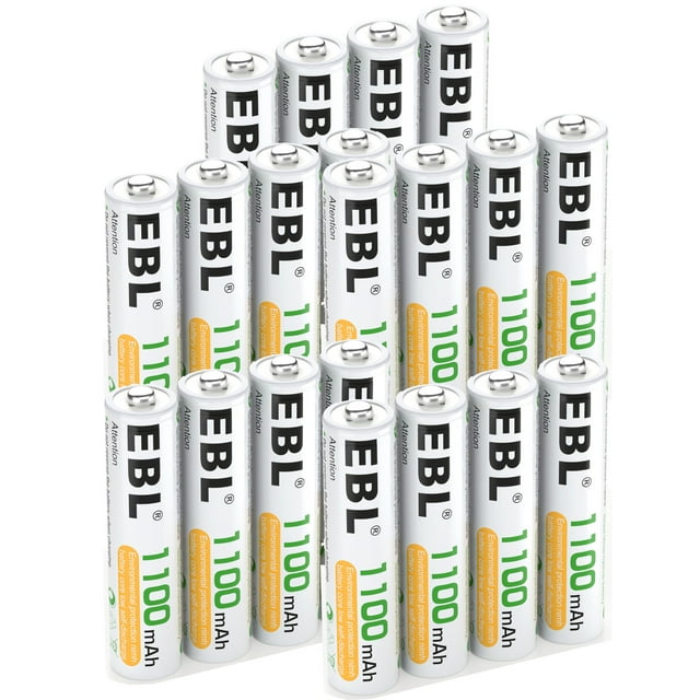 EBL AAA Rechargeable Batteries Size 3A 1.2V 1100mAh NiMH Battery,Triple A Batteries 20Packs ...