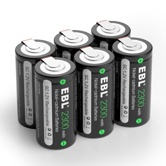 EBL High-Performance C Cell Rechargeable Batteries 2300mAh for Cordless ...