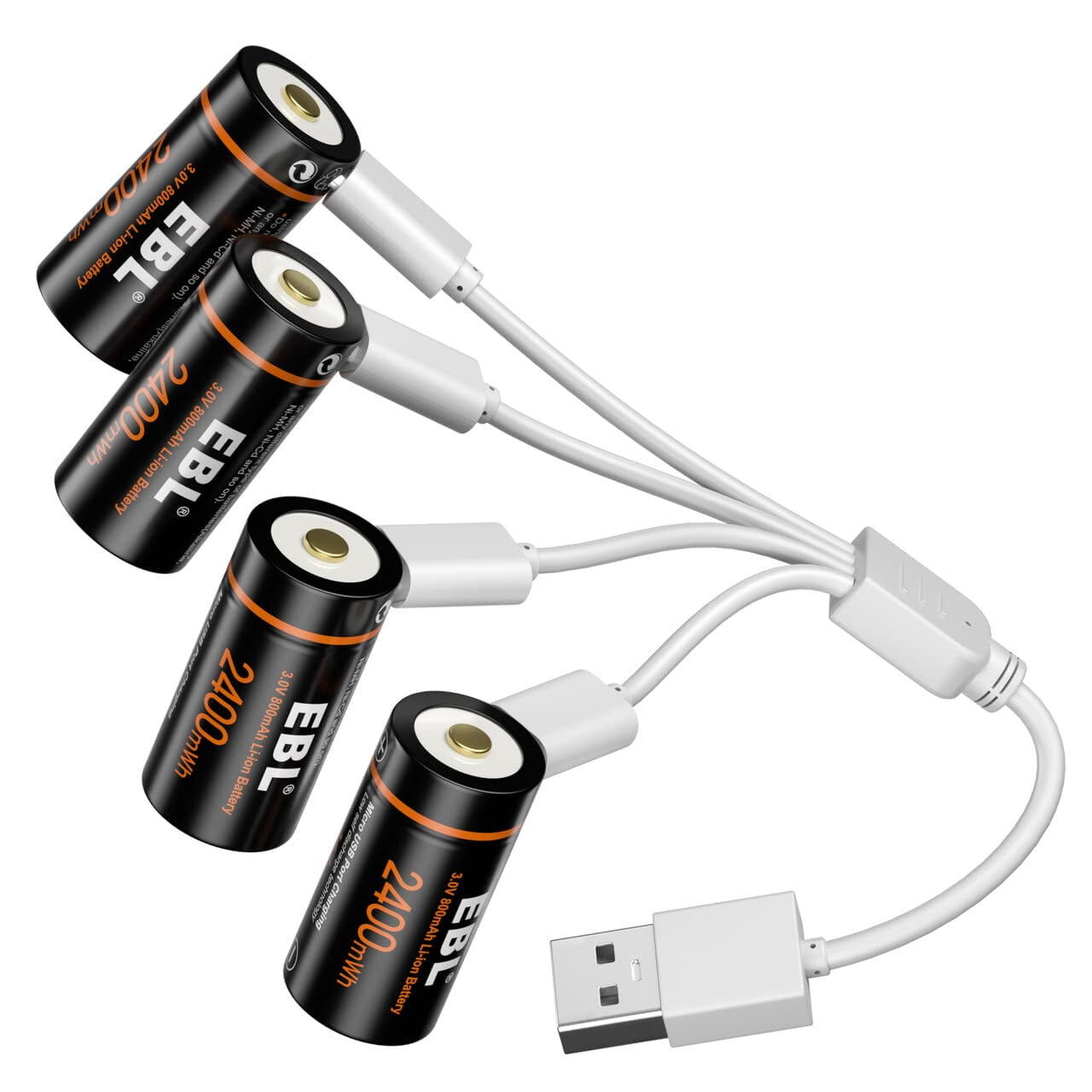 EBL 3V CR123A Lithium Battery 4 Pack, 800mAh Flashlight Replacement ...